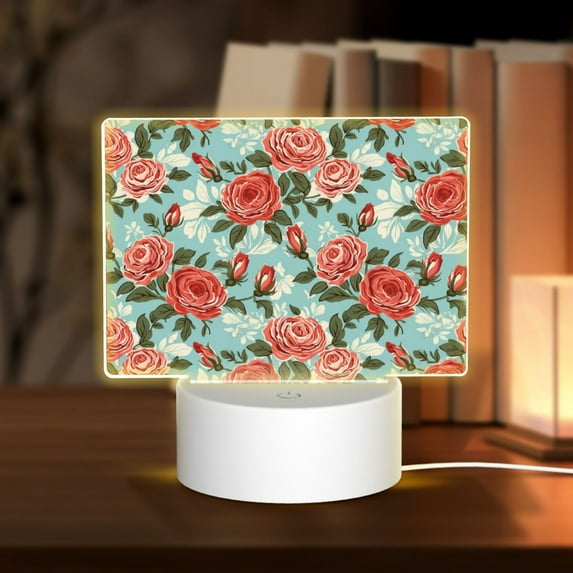 Cauagu Rose Flowers for Rectangle Acrylic Night Light - Acrylic Modern ...