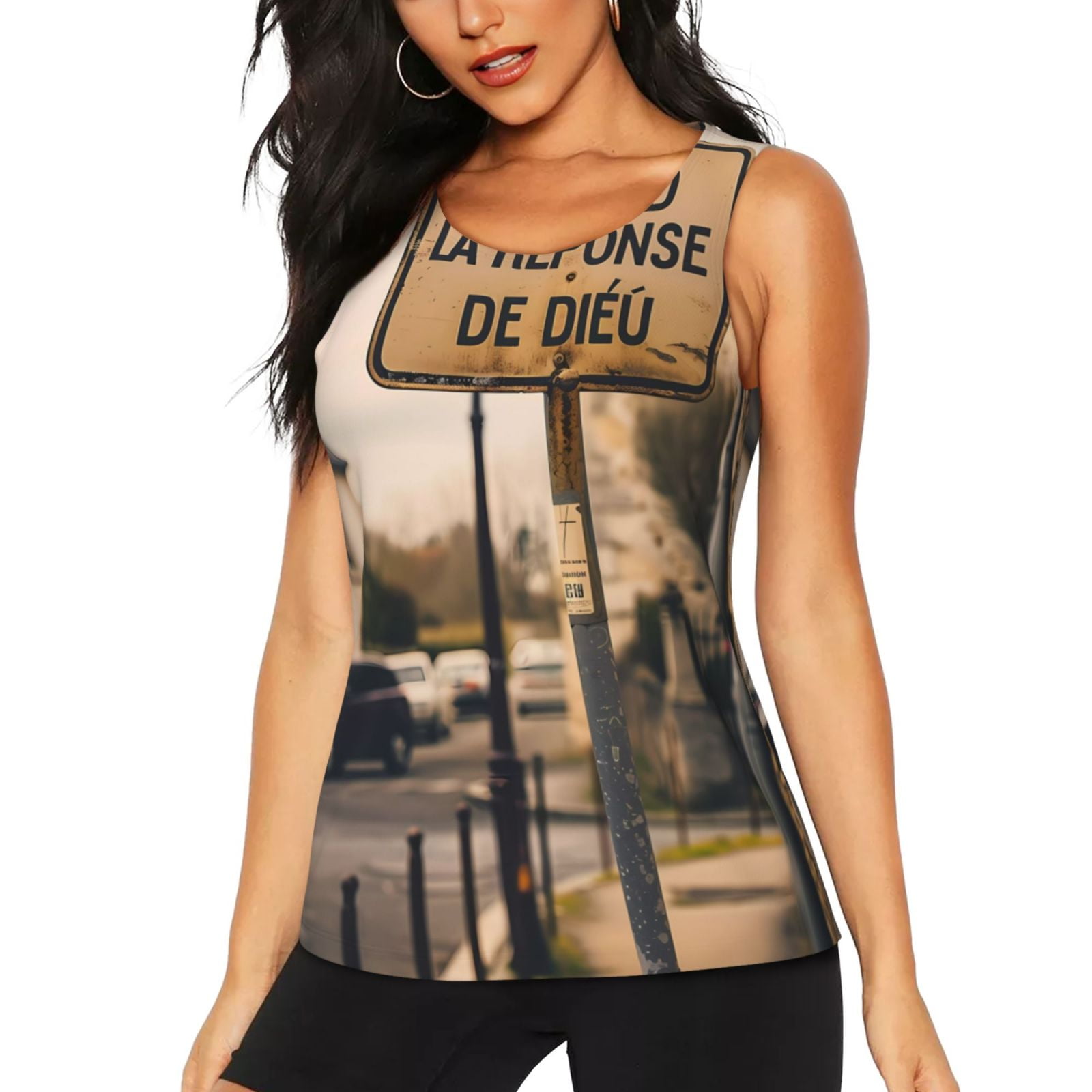 Cauagu Rustic French Signpost for Women's Workout Tank Tops Sleeveless ...