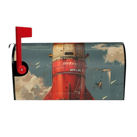 Cauagu Rusty Rocket Launch Pattern Magnetic Mailbox Covers, Mailbox ...