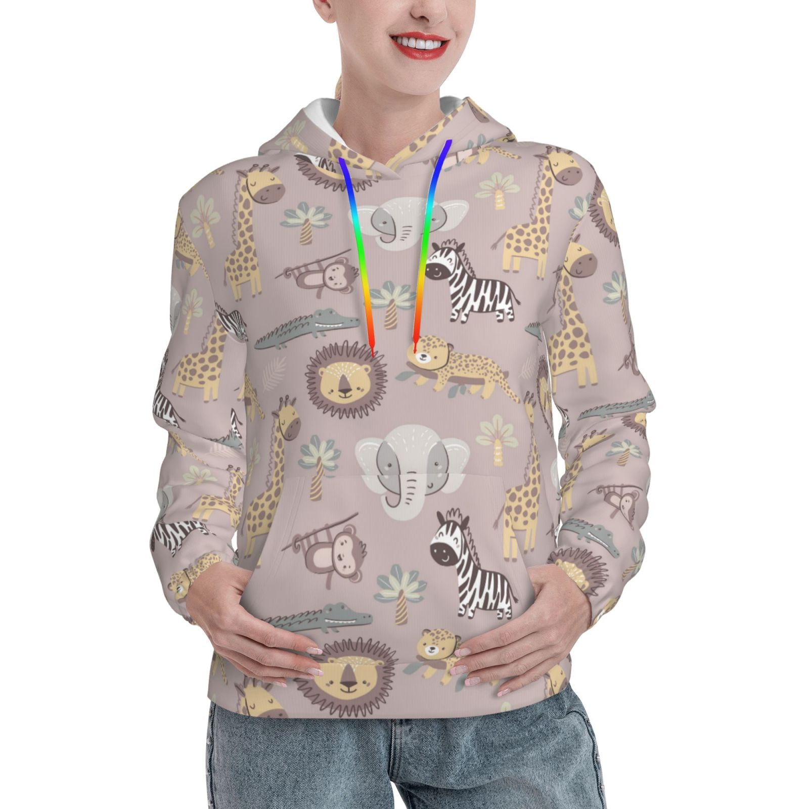 Cauagu Safari Animals for Women's Hooded Sweatshirts Pullover Hoodie for Women Fall Workout ...