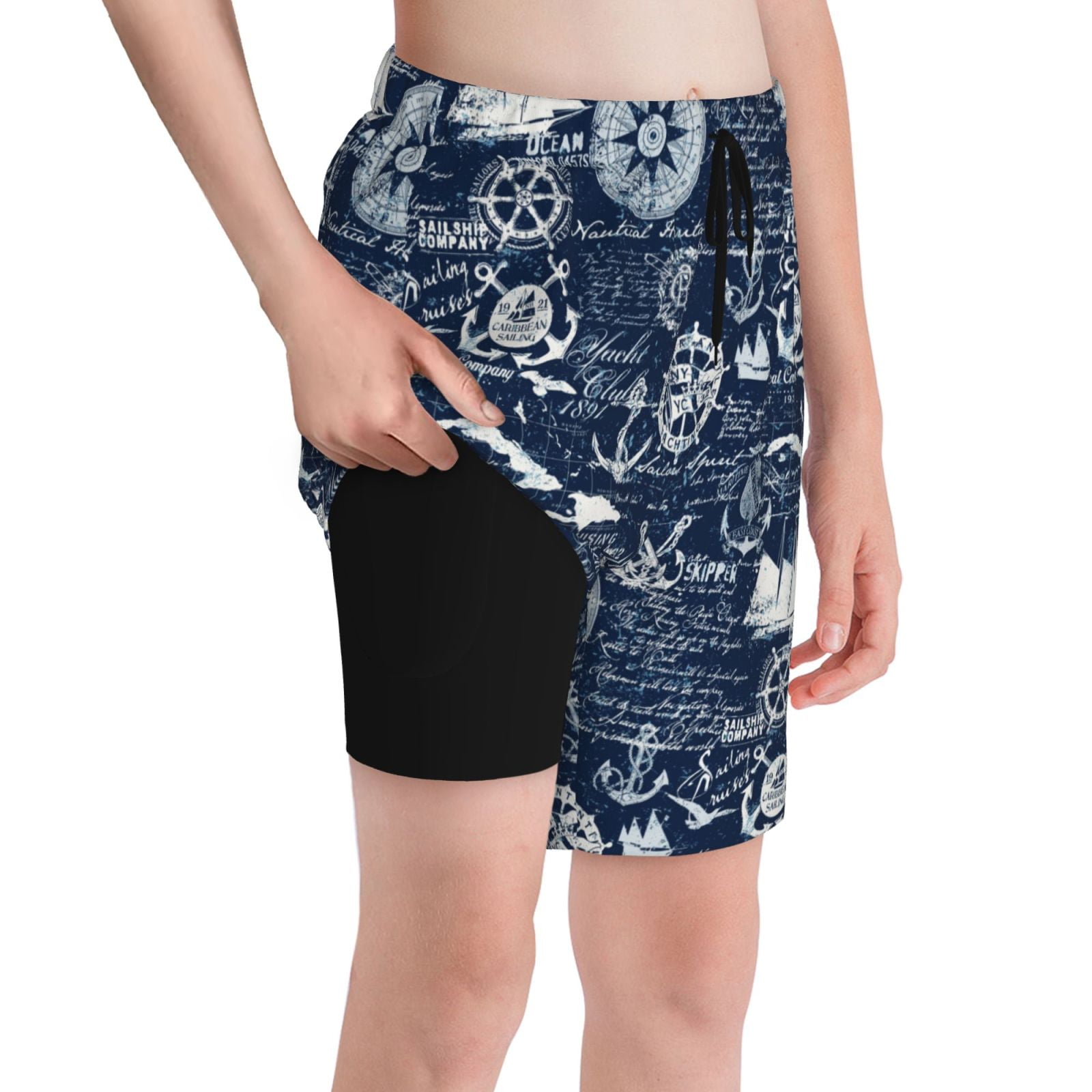 Cauagu Sailing Cruises Nautical Print Swim Trunks for Men,Youth Boys ...