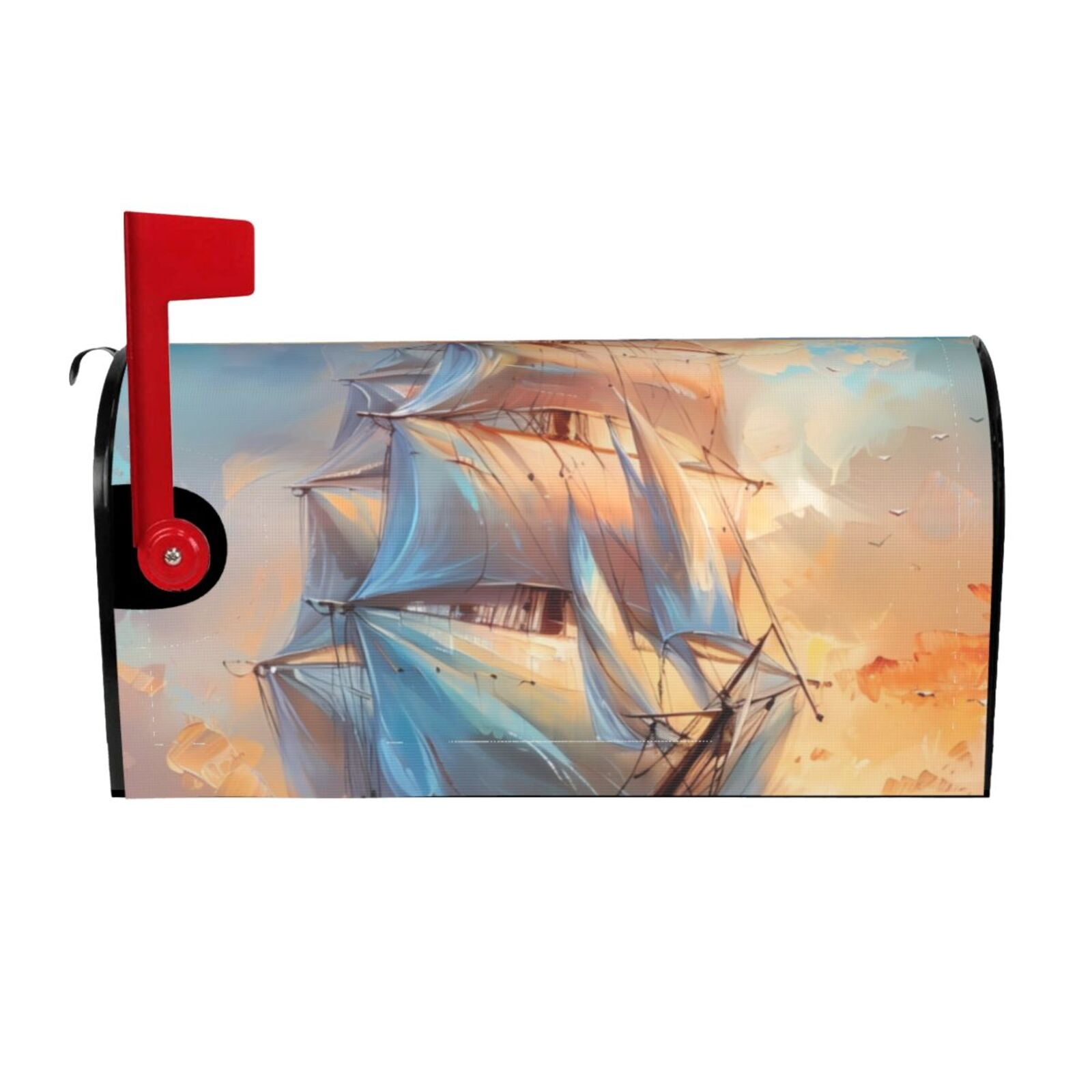 Cauagu Sailing Ship Ocean Sunset Pattern Magnetic Mailbox Covers ...