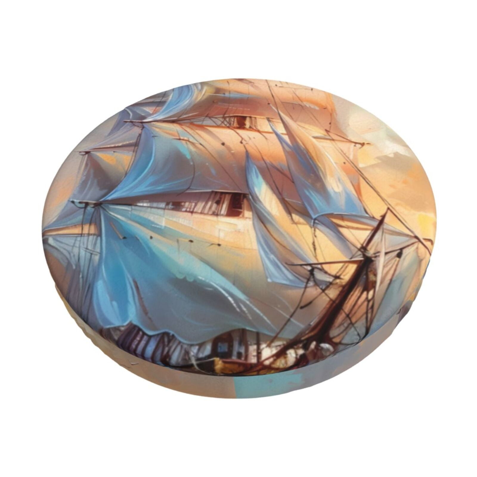 Cauagu Sailing Ship Ocean Sunset Print Round Stool Covers,Seat Cushion ...