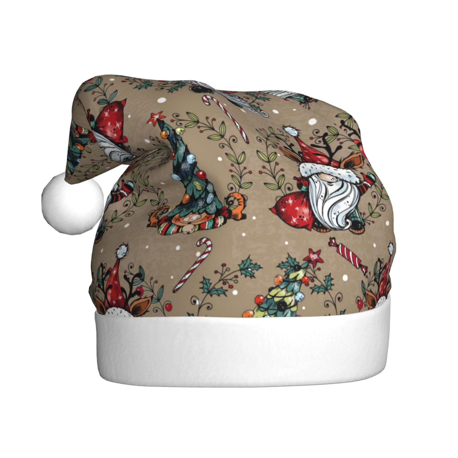 Cauagu Santa Claus cute for Adult Christmas Hat,1-Pack Xmas Holiday Hat ...