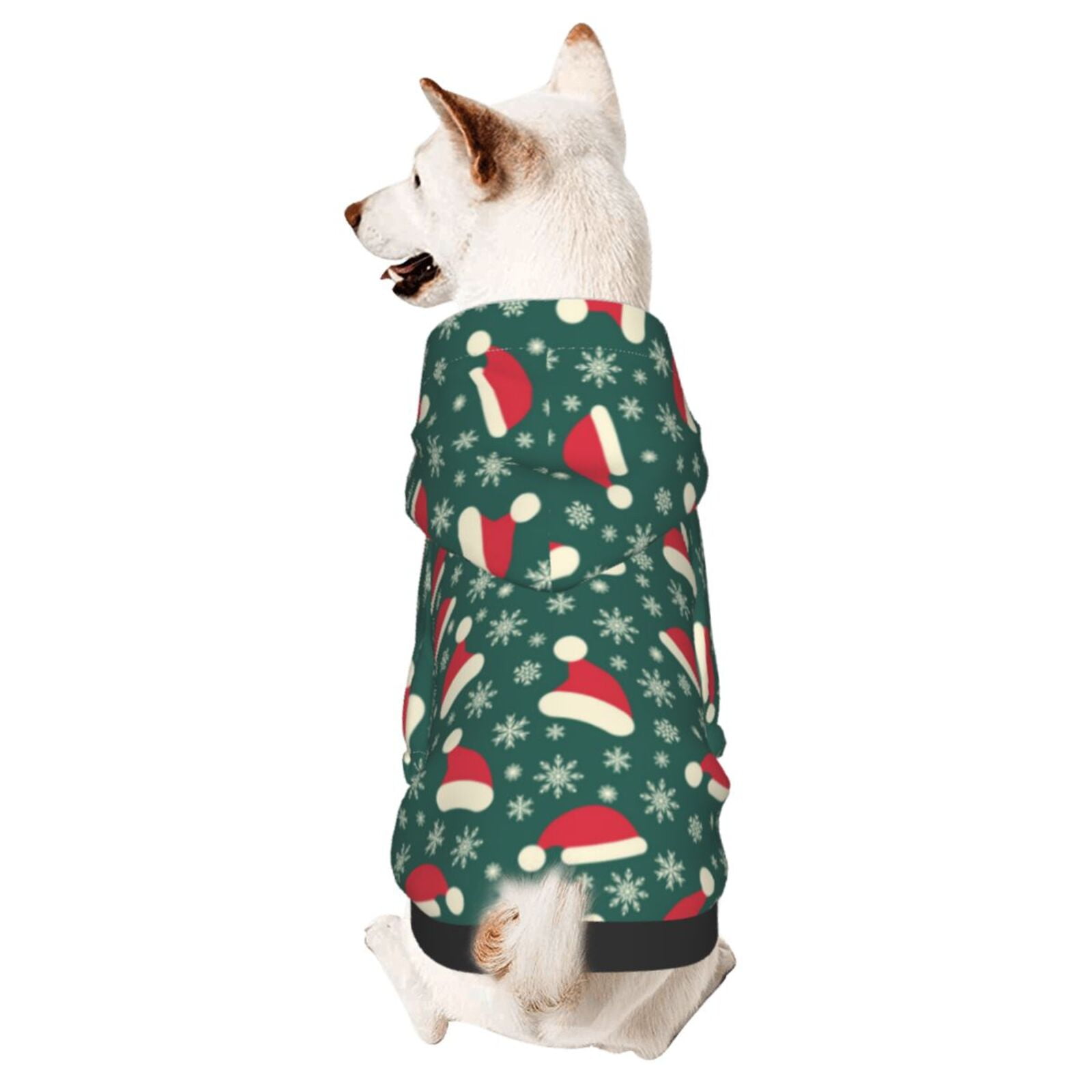Cauagu Santa Hat Joy Green Festive Pattern Winter Pet Hoodie ...
