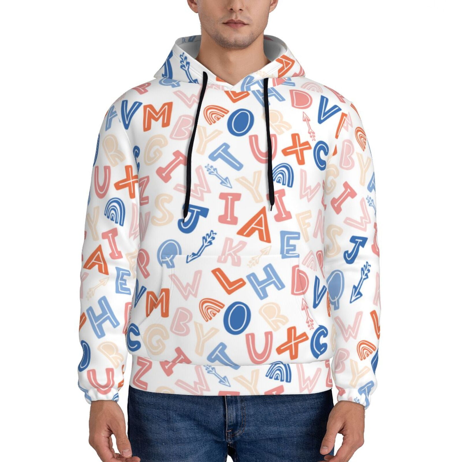 Cauagu Scandinavian Alphabet for Men's Pullover Hooded Sweatshirt Athletic Casual Hoodie Aautumn ...