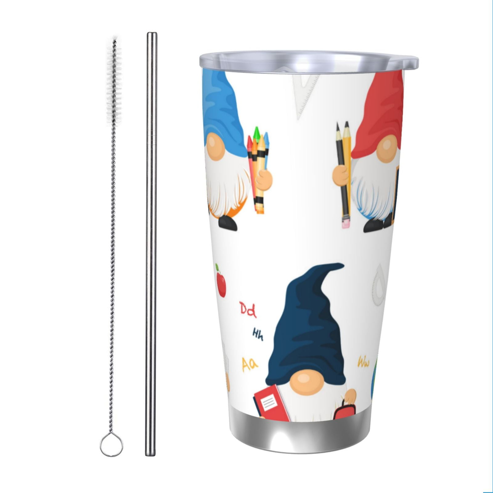 Cauagu School Cute Gnomes Pattern 20oz Tumbler,Stainless Steel Vacuum ...