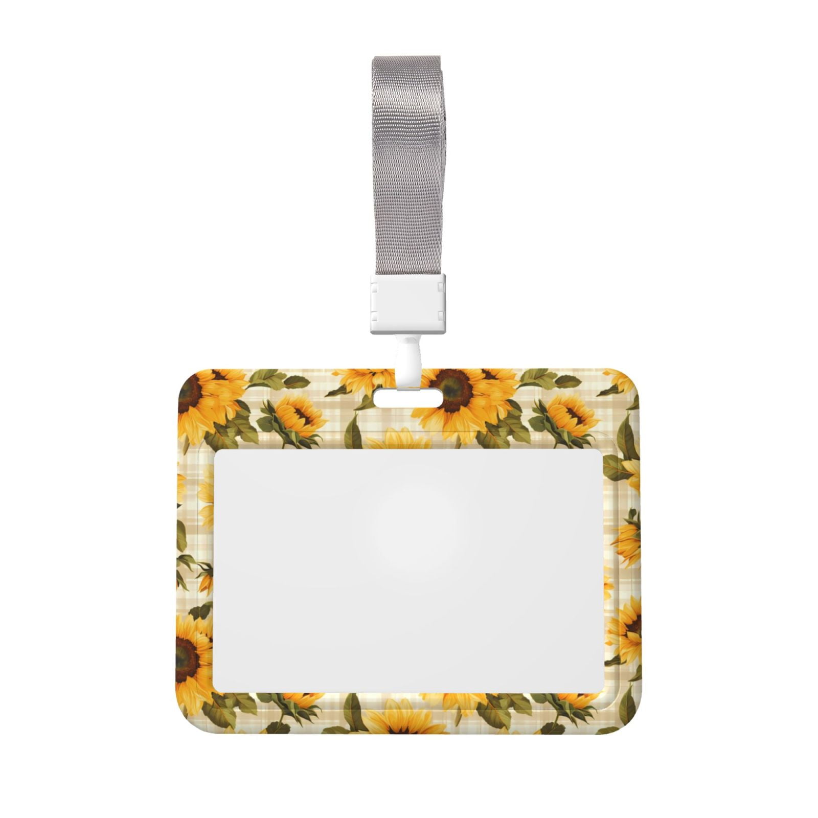 Cauagu Scottish Plaid Sunflower for ID Badge Holder,Badge Holder with ...