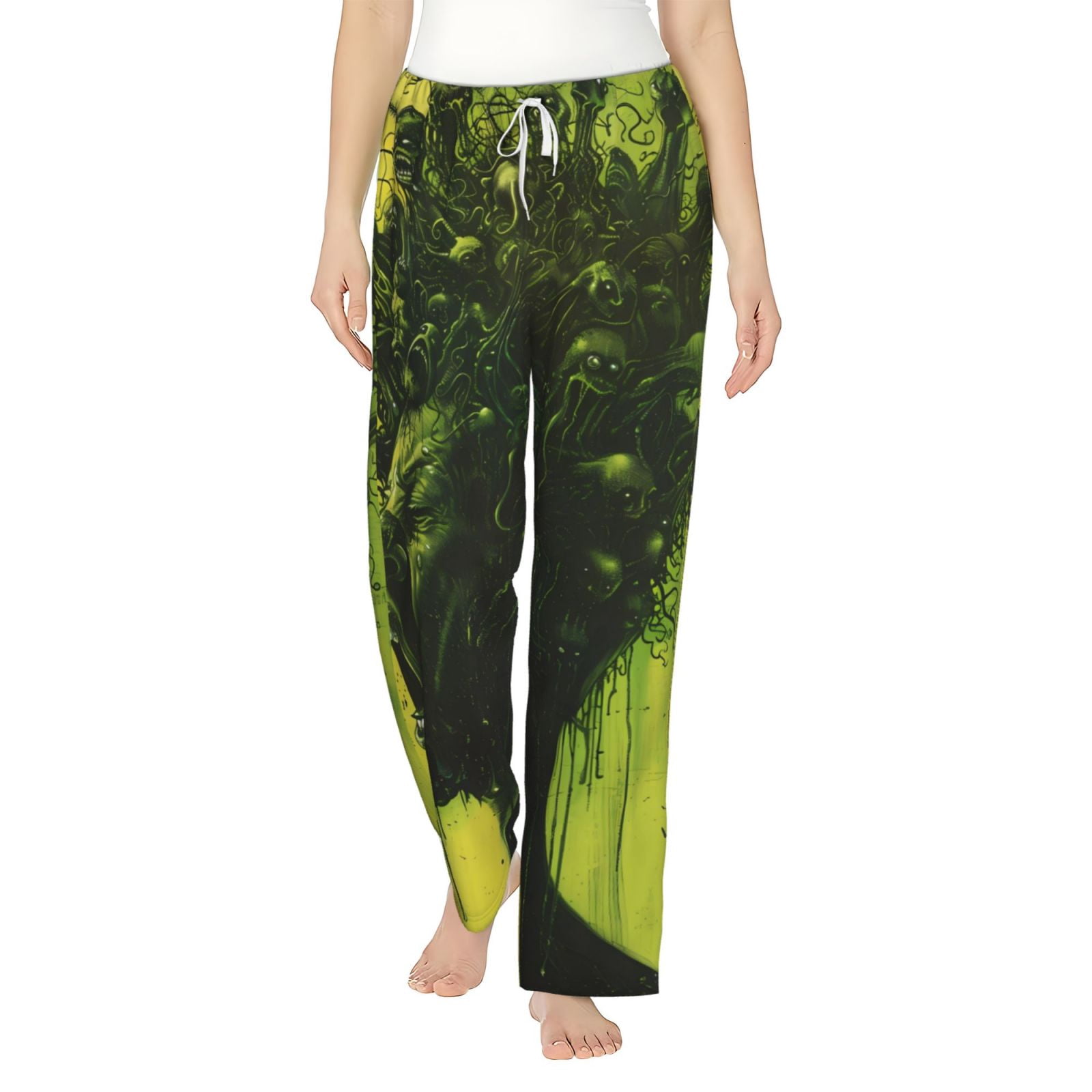 Cauagu Screaming Horror Art Pajama Pants for Women Loose Fit Wide Leg ...