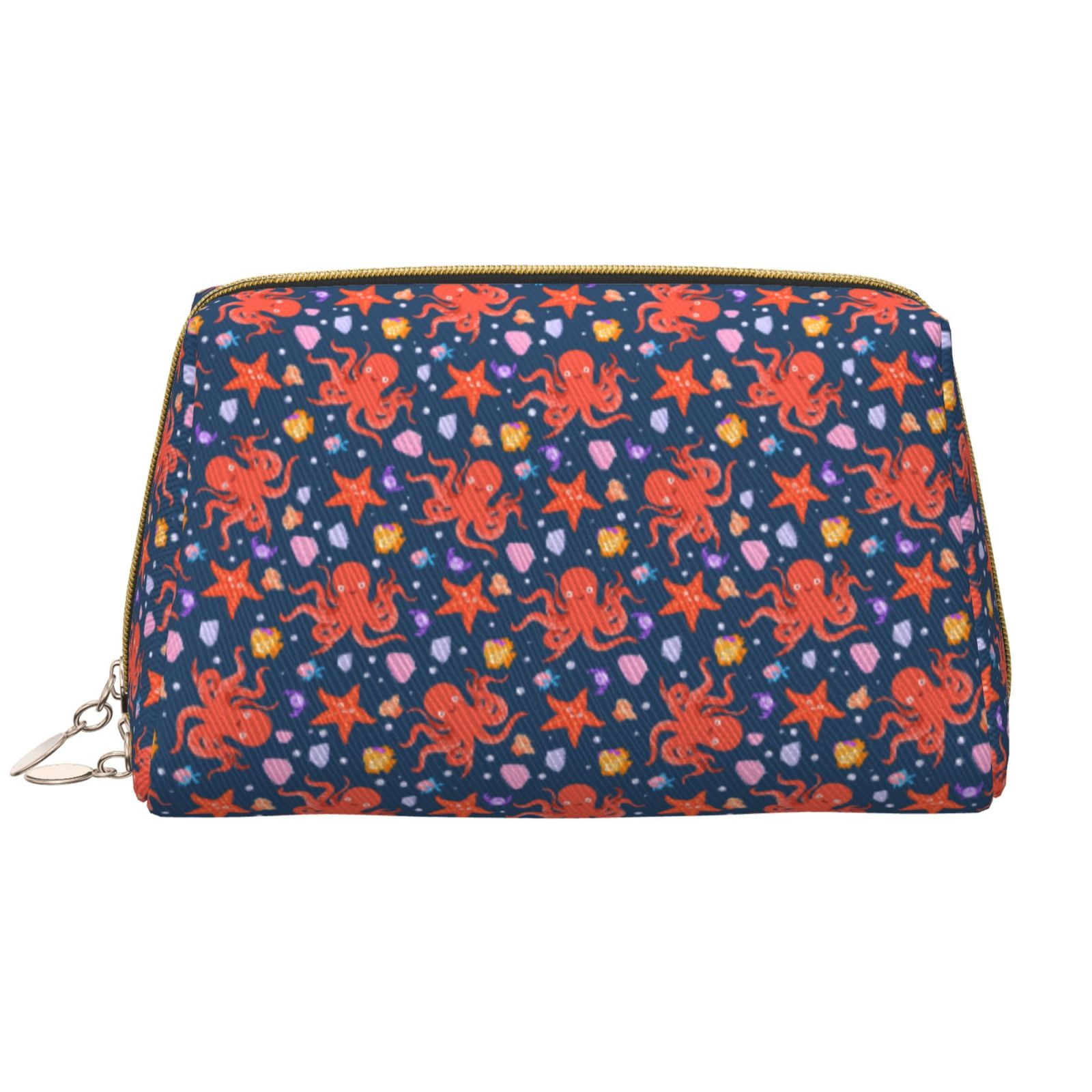 Cauagu Sea Animals Print Large Cosmetic Bag,Portable Cosmetics Pouch ...