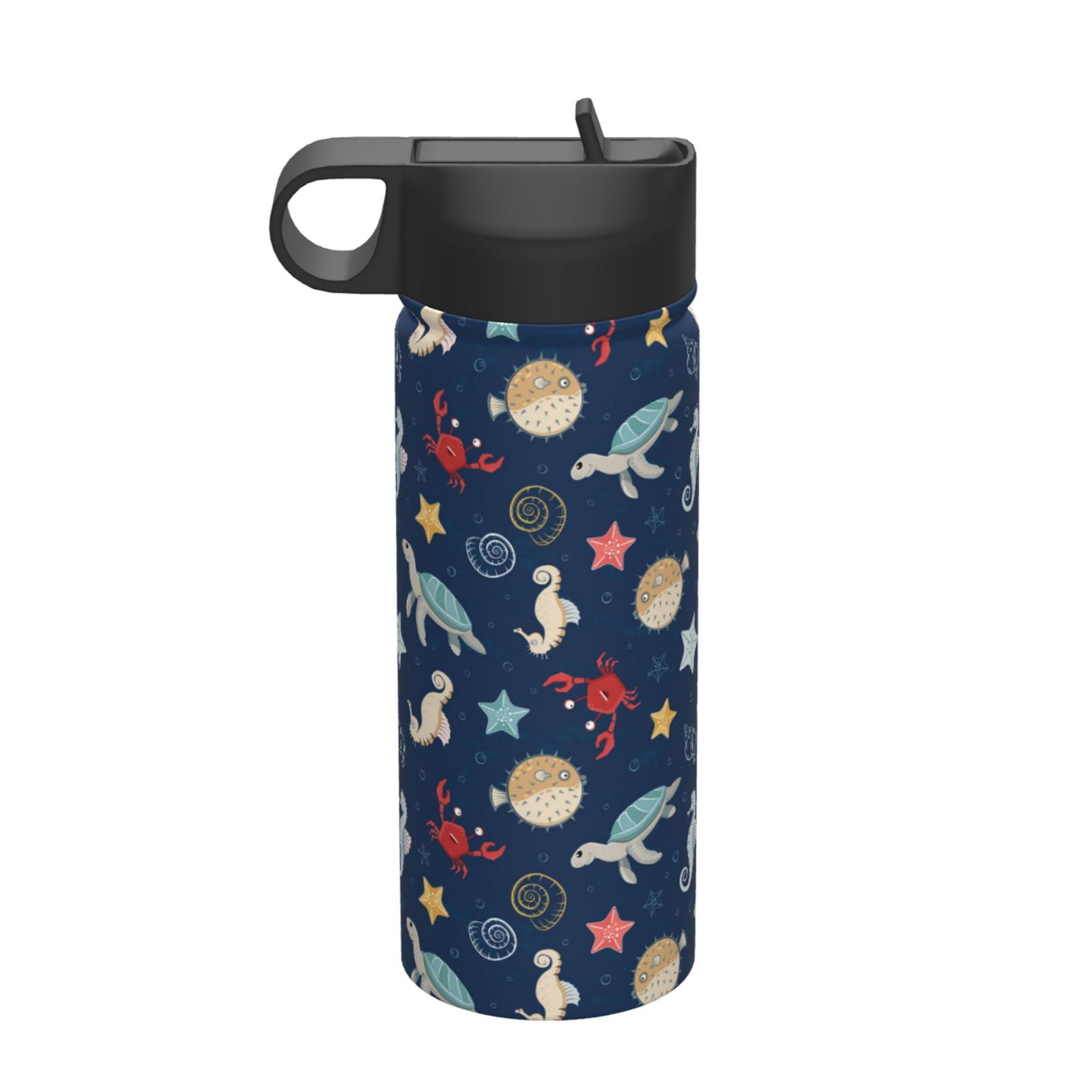 Cauagu Sea Creatures for 18 oz Water Bottle With Straw,Stainless Steel ...