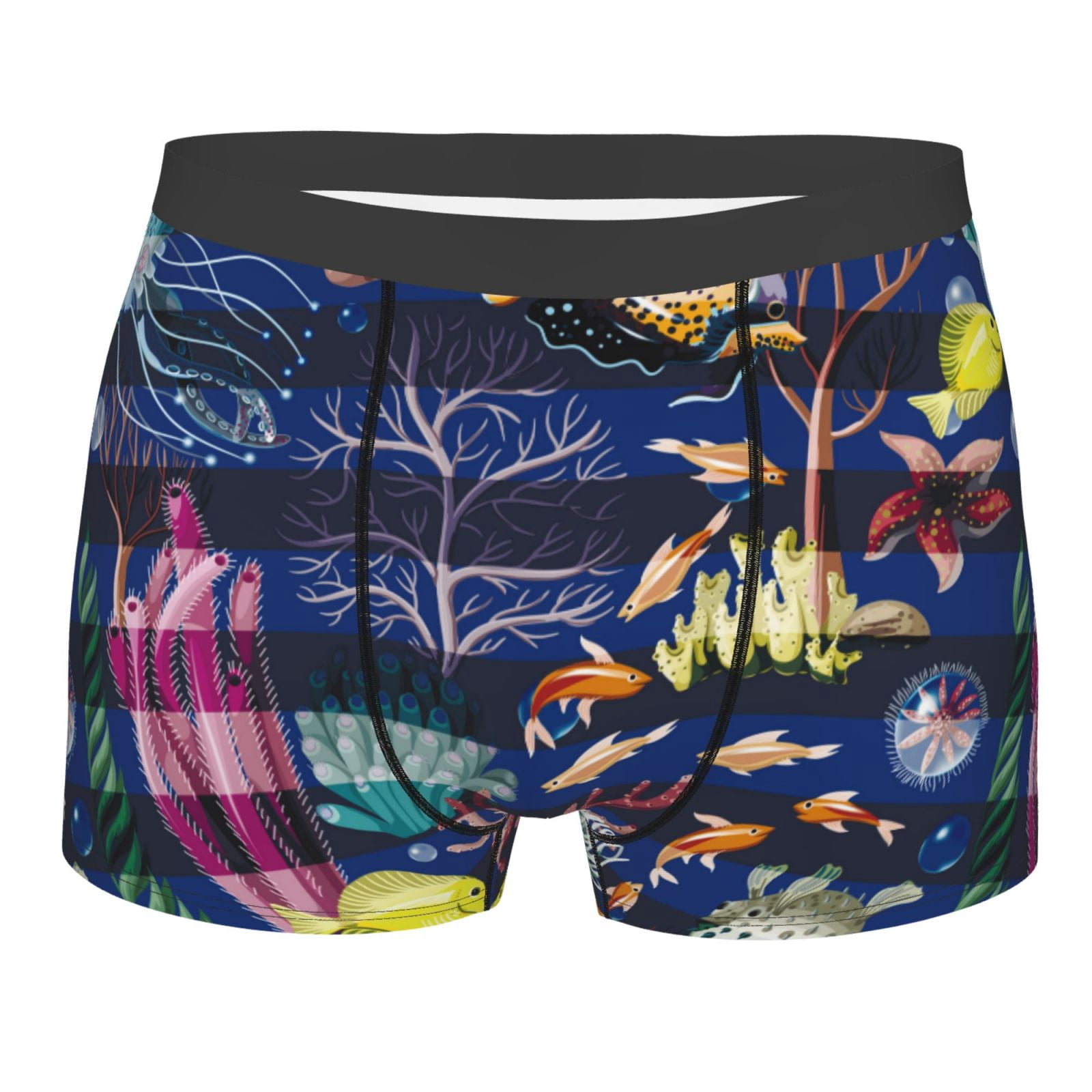 Cauagu Sea Inhabitans and Herb Print Boxer Briefs for Men,Comfortable ...