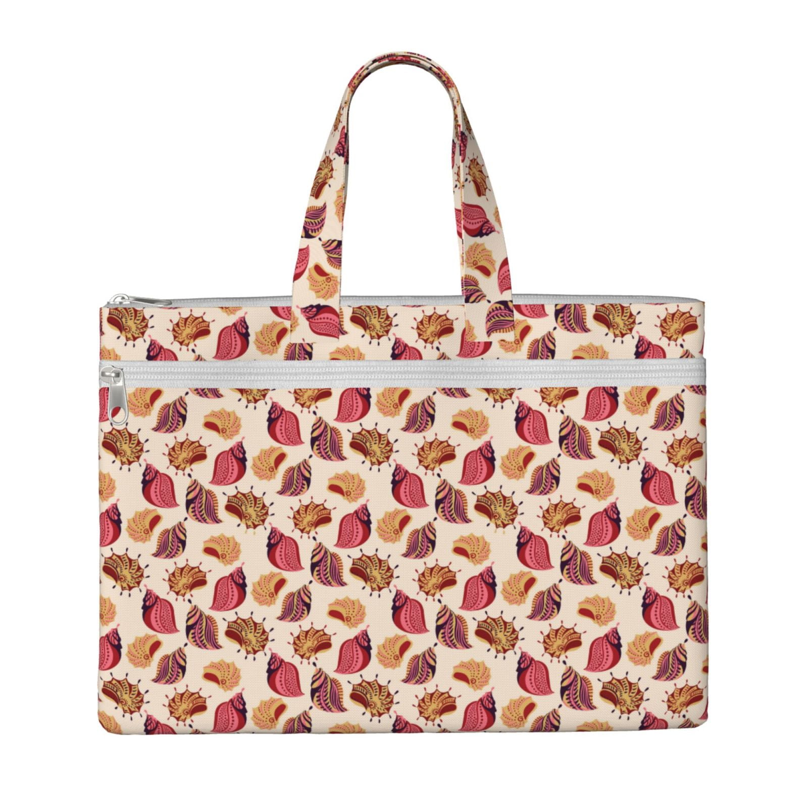Cauagu Sea Shells Pattern Canvas Tote File Bag, Zipper Tote Bag ...