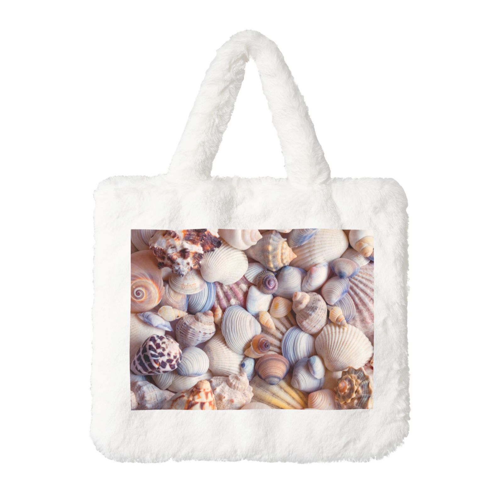 Cauagu Sea Shells Pattern Women's Plush Tote Bag,Soft Underarm Bag ...