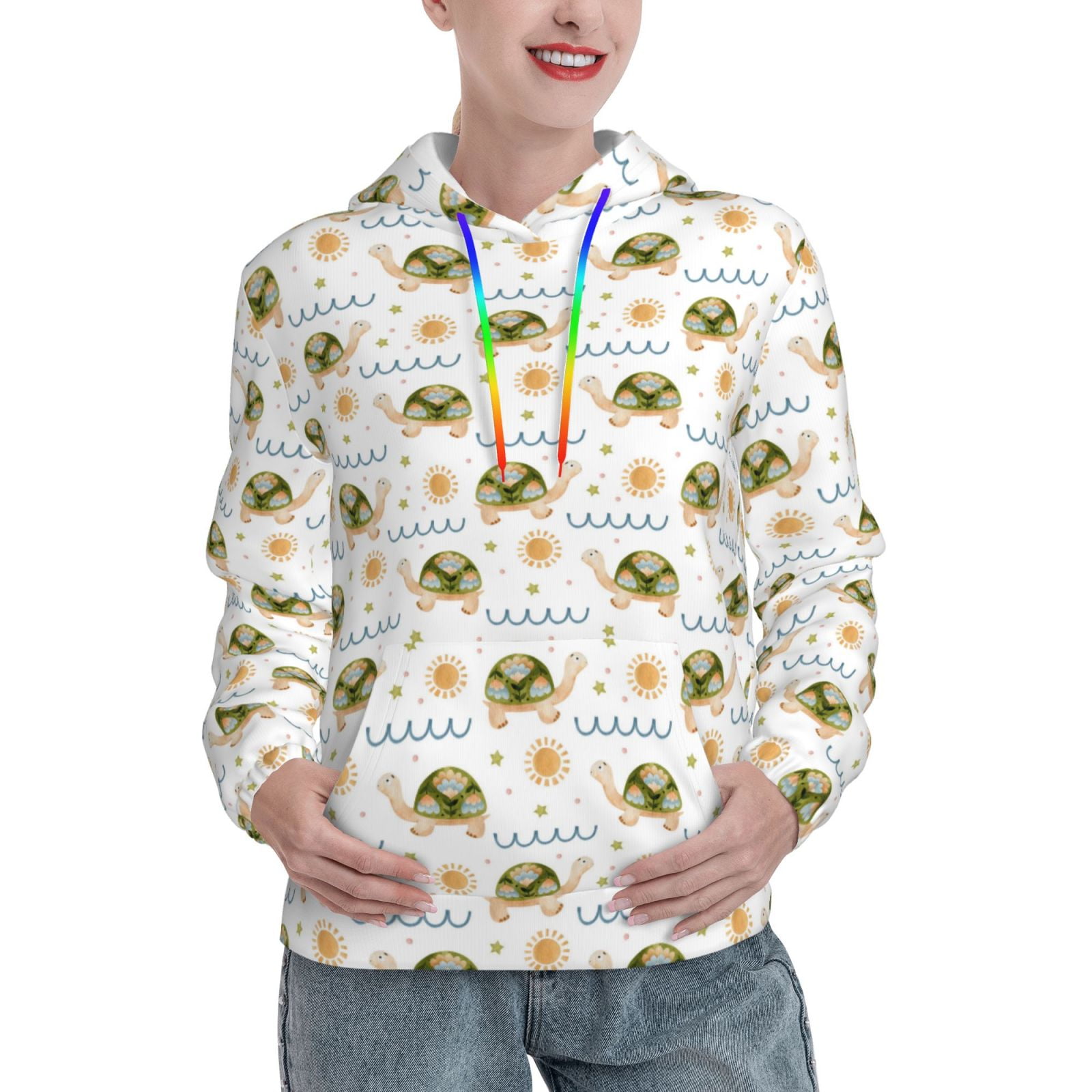 Cauagu Sea Turtle Basking in the Sun for Women's Hooded Sweatshirts Pullover Hoodie for Women ...