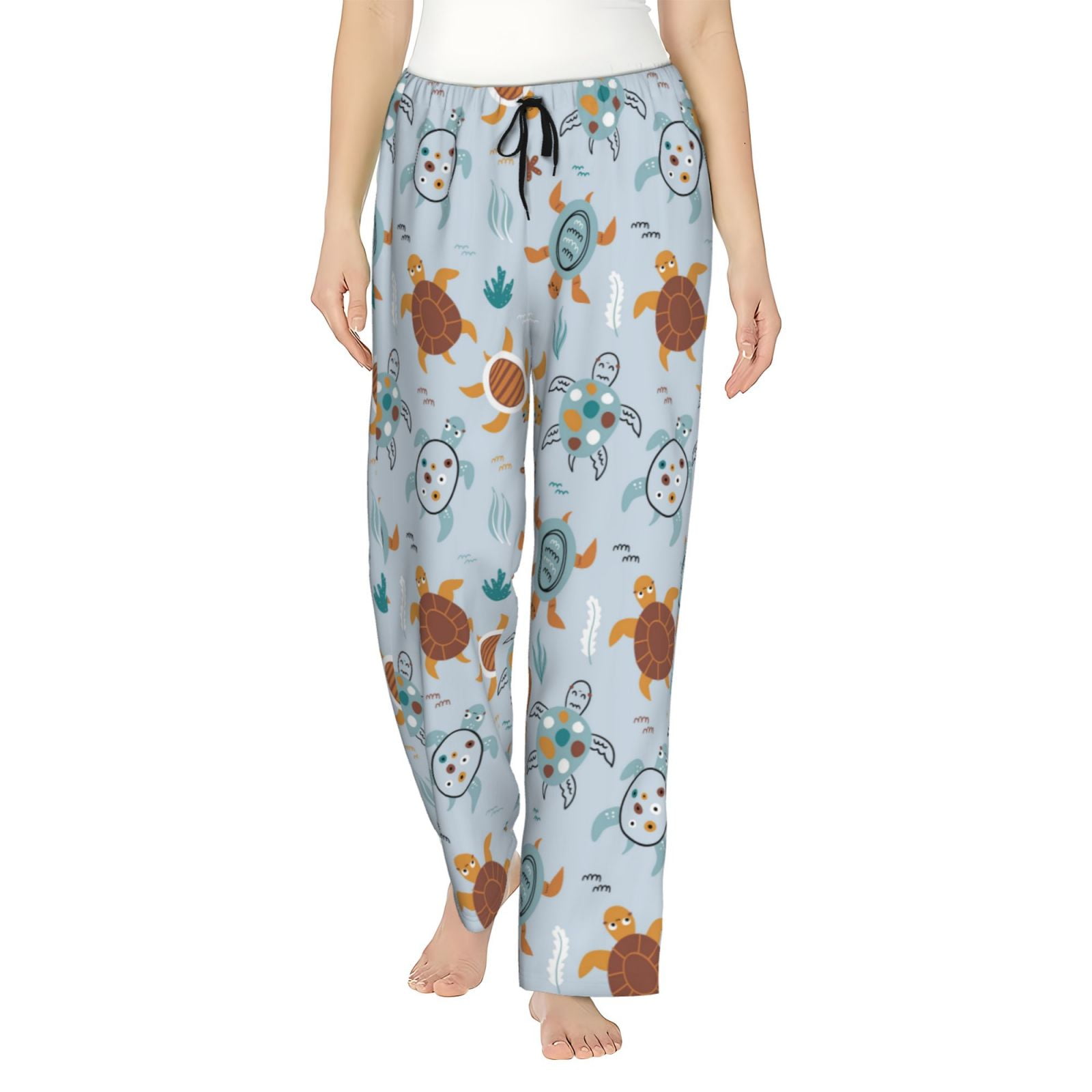 Cauagu Sea Turtle Pajama Pants for Women Loose Fit Wide Leg Trouser ...