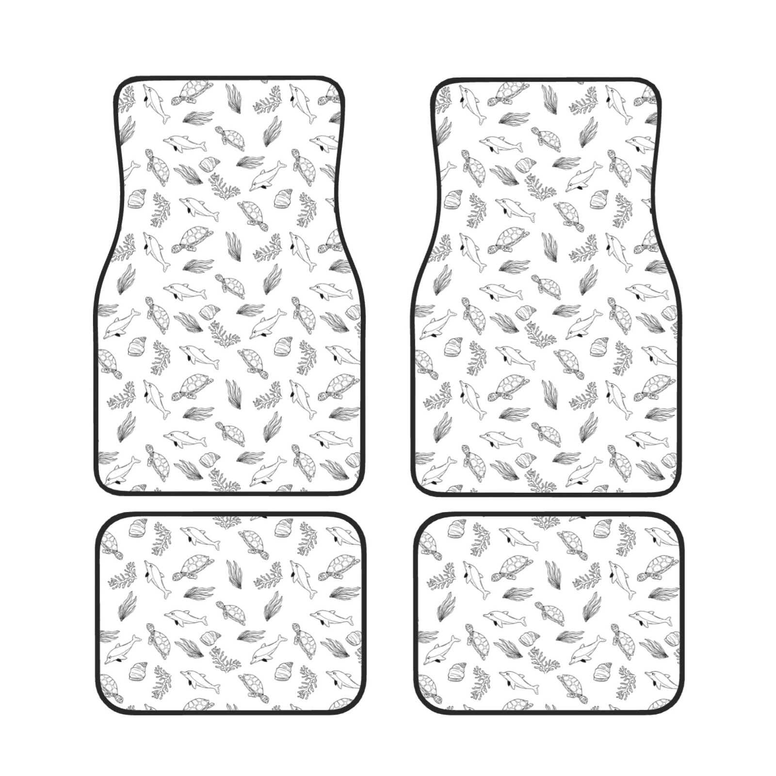 Cauagu Sea Turtle Pattern Car Floor Mat Set of 4,Car Carpet Mats Car ...