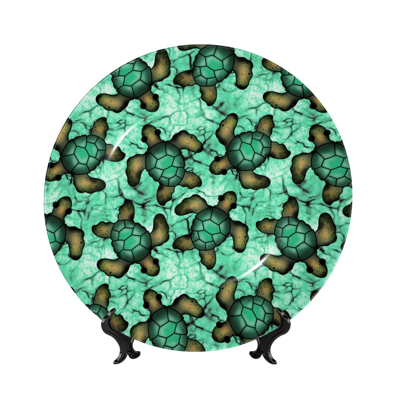 Cauagu Sea Turtle Print Bone China Decorative Plate, Wall Mount Plate ...