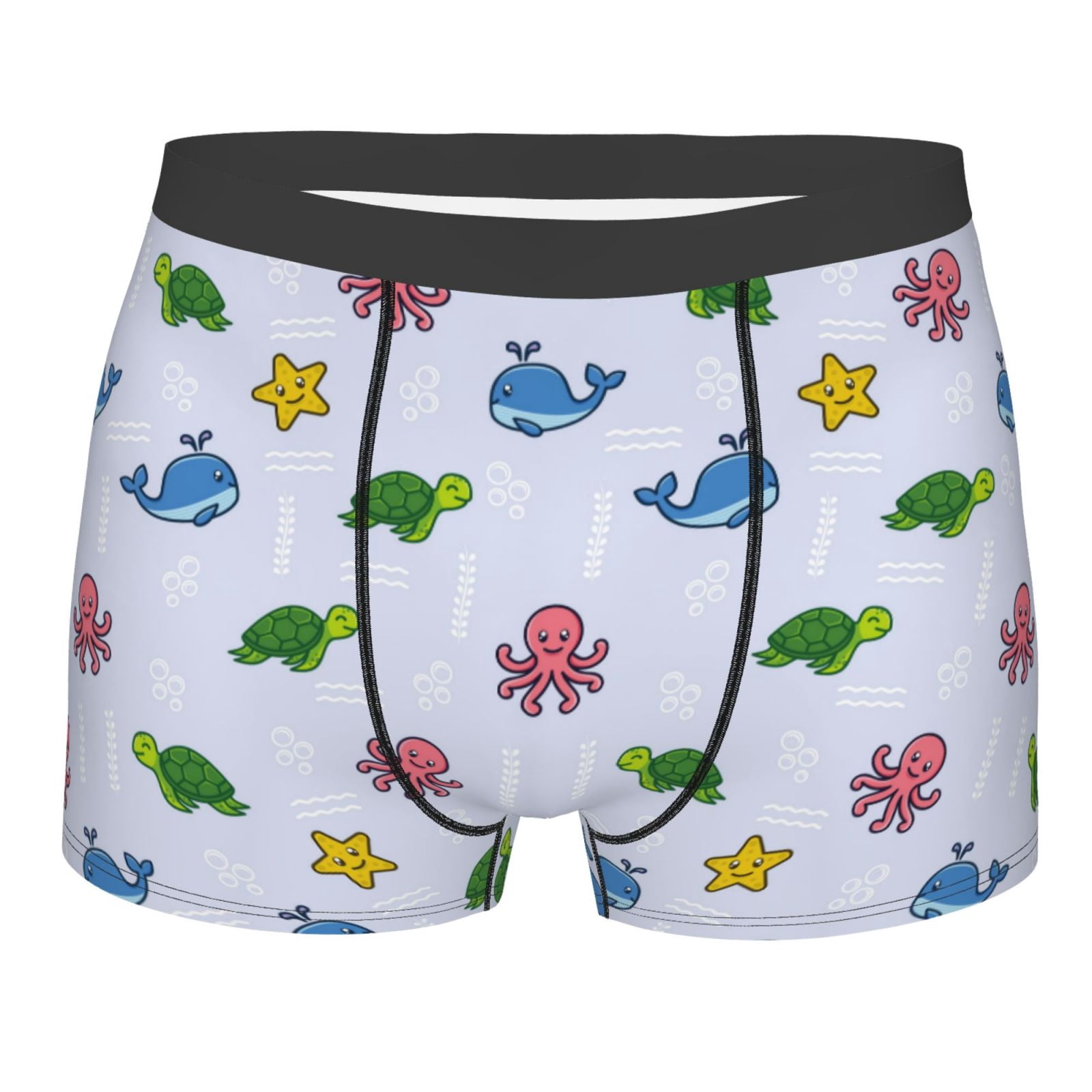 Cauagu Sea Turtle Whale Print Boxer Briefs for Men,Comfortable ...