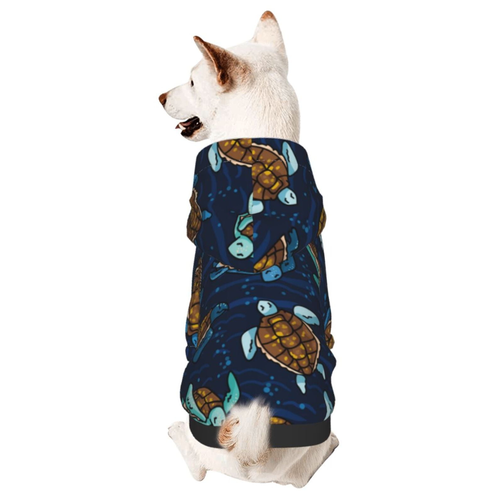 Cauagu Sea Turtles Swimming Pattern Winter Pet Hoodie Sweatshirts- Dog ...
