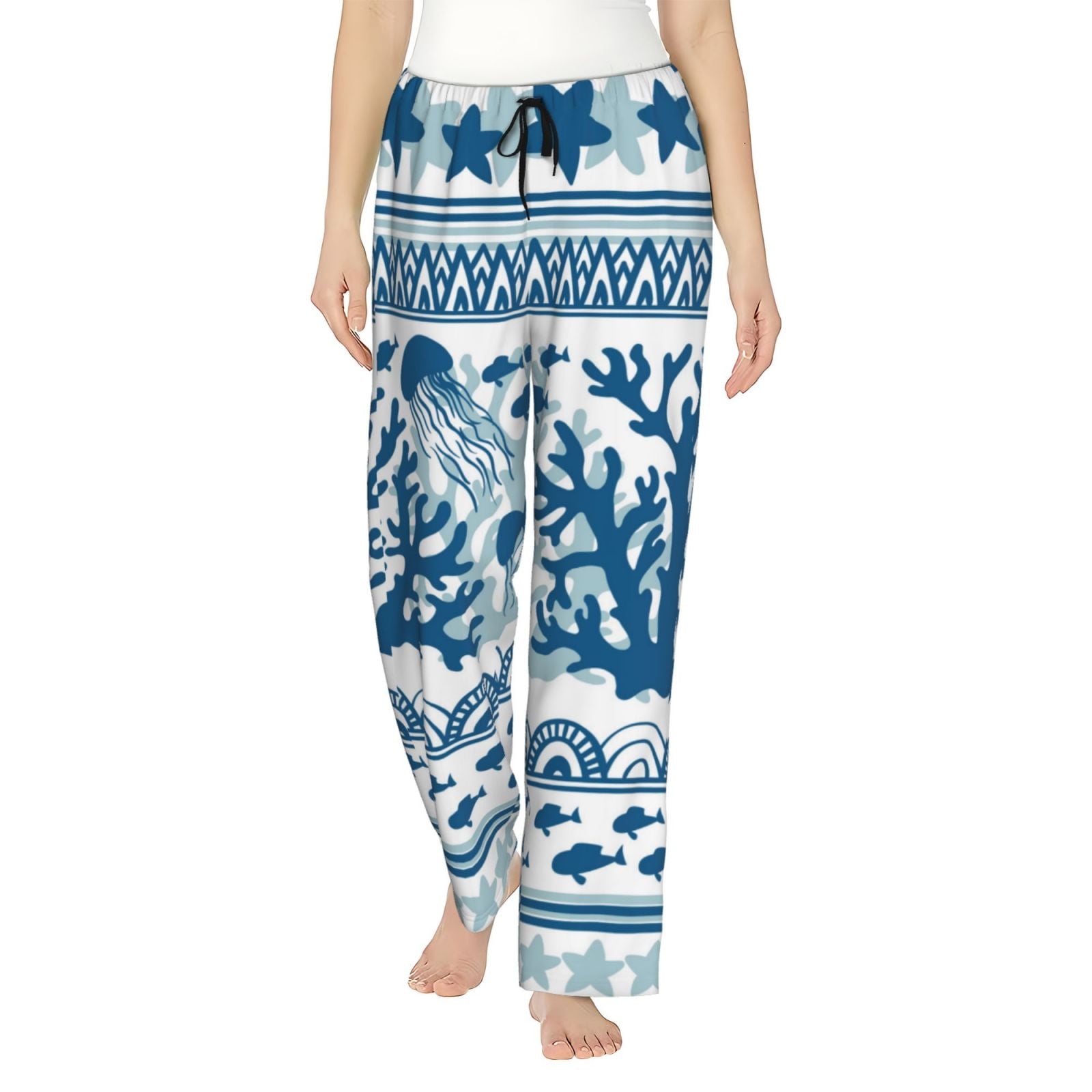 Cauagu Sea Underwater Jellyfish Pajama Pants for Women Loose Fit Wide ...