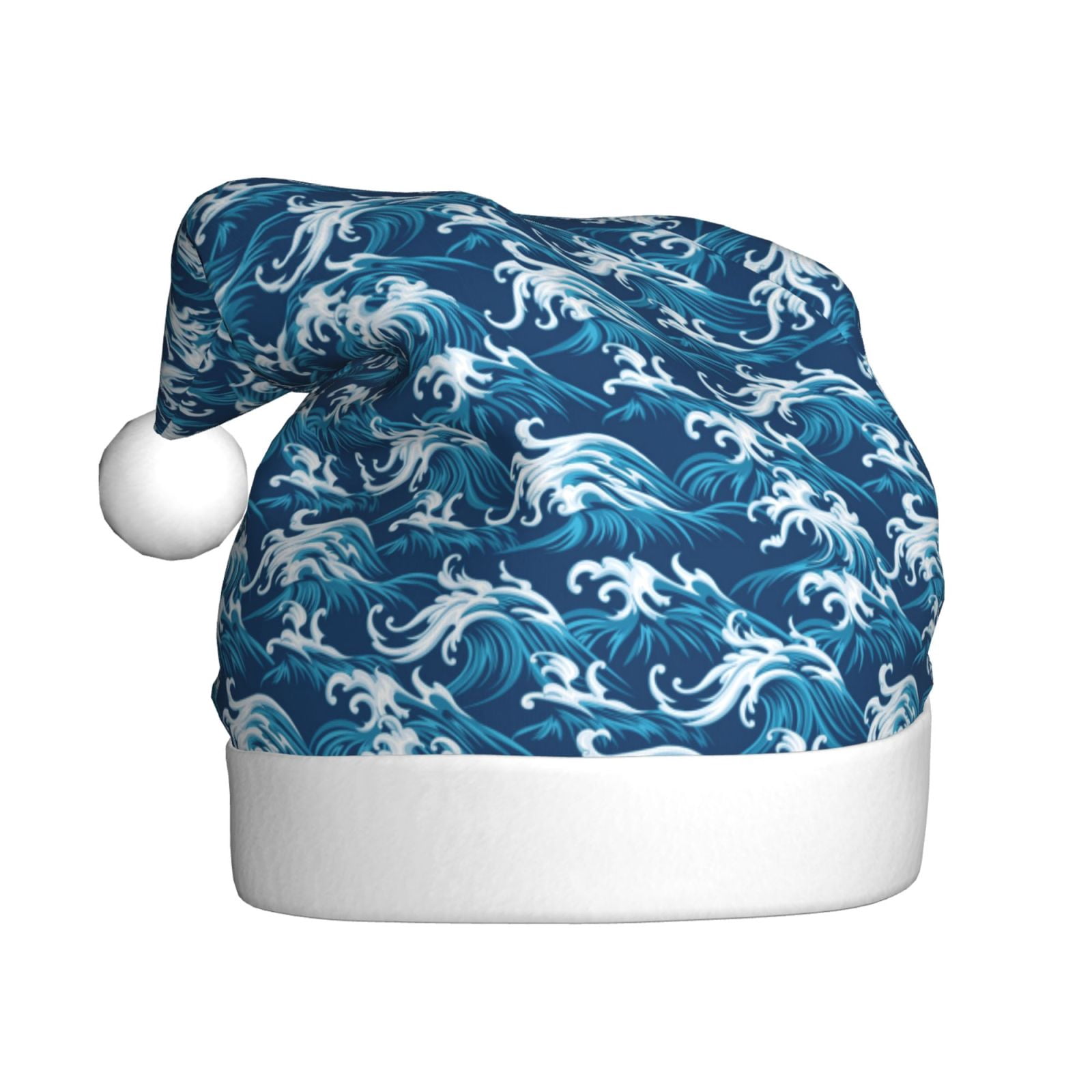 Cauagu Sea Water Wave for Adult Christmas Hat,1-Pack Xmas Holiday Hat ...