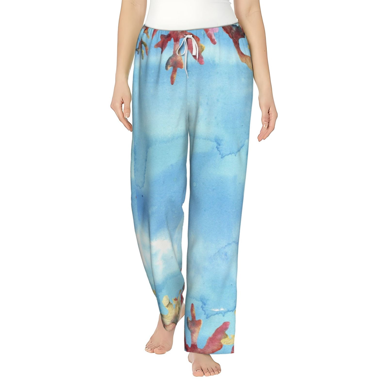 Cauagu Sea and Fish Pajama Pants for Women Loose Fit Wide Leg Trouser ...