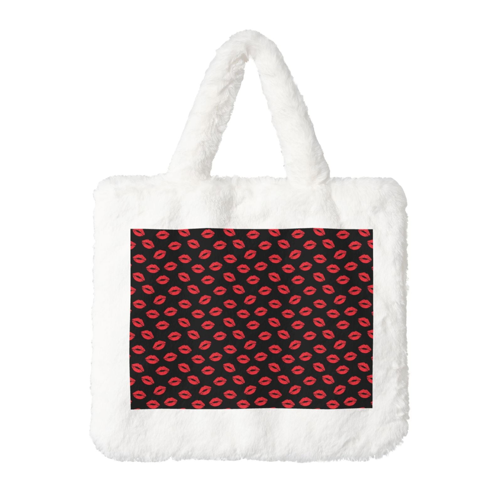 Cauagu Sexy Red Lips Kiss Pattern Women's Plush Tote Bag,Soft Underarm ...