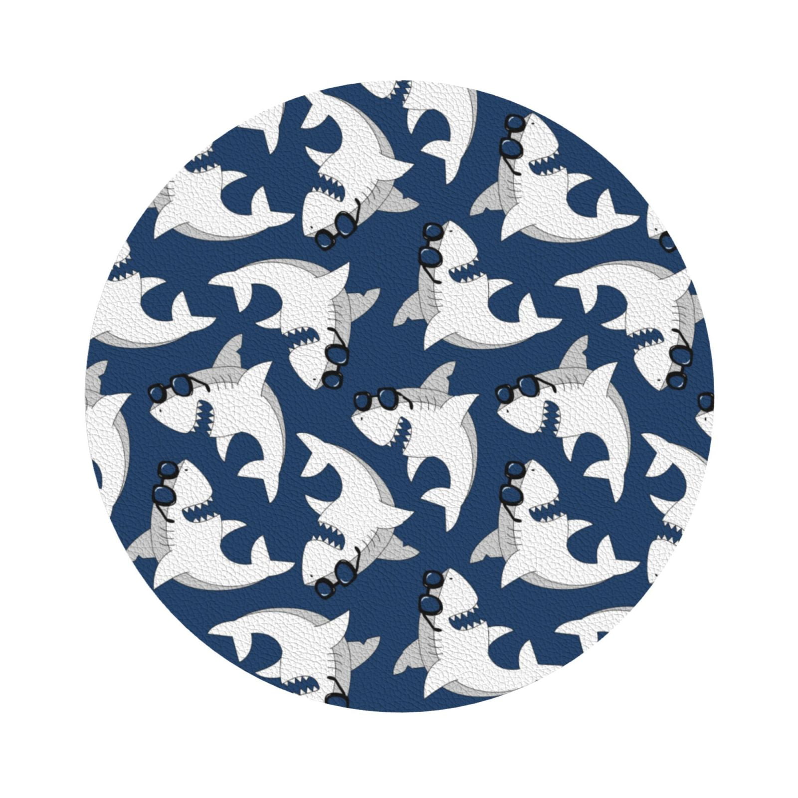 Cauagu Shark for Round Coaster,Drink Coasters Set of 4 Leather Bar Beer ...