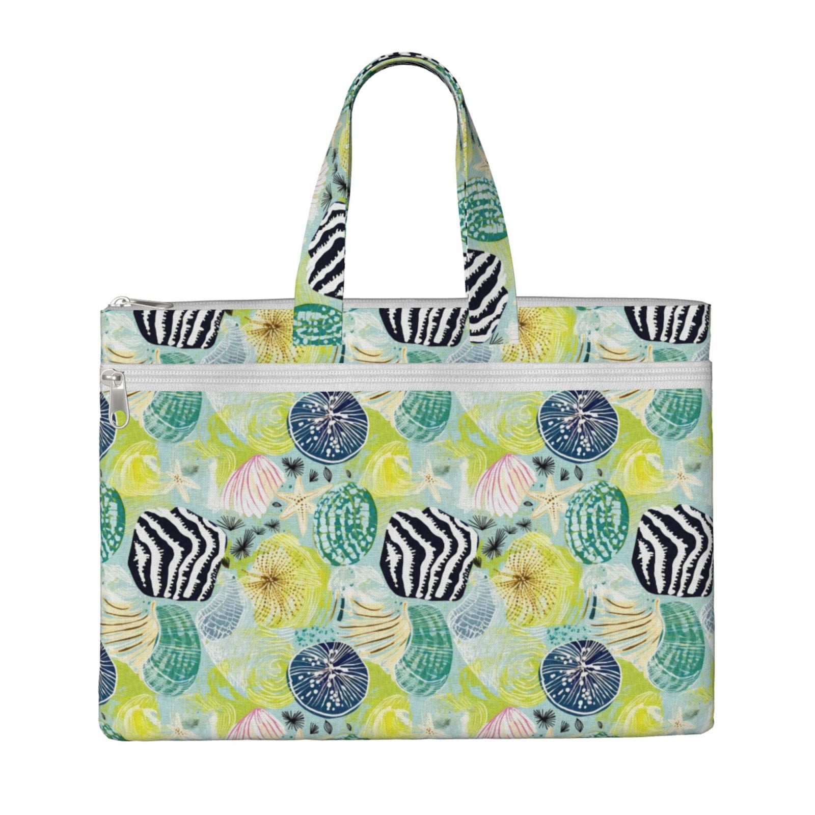Cauagu Shell Clam Pattern Canvas Tote File Bag, Zipper Tote Bag ...