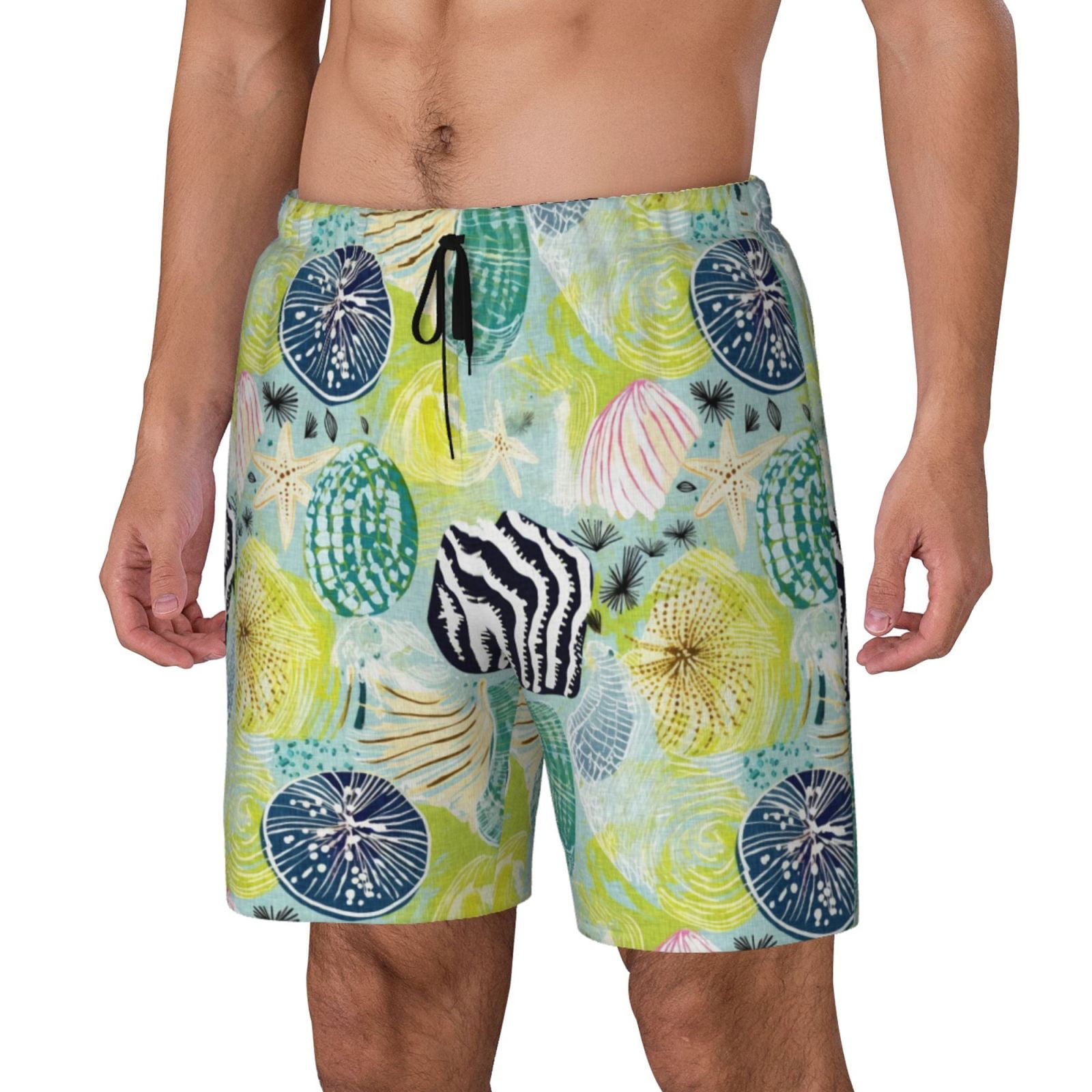 Cauagu Shell Clam Print Mens Swim Trunks Quick Dry Board Shorts Swim ...