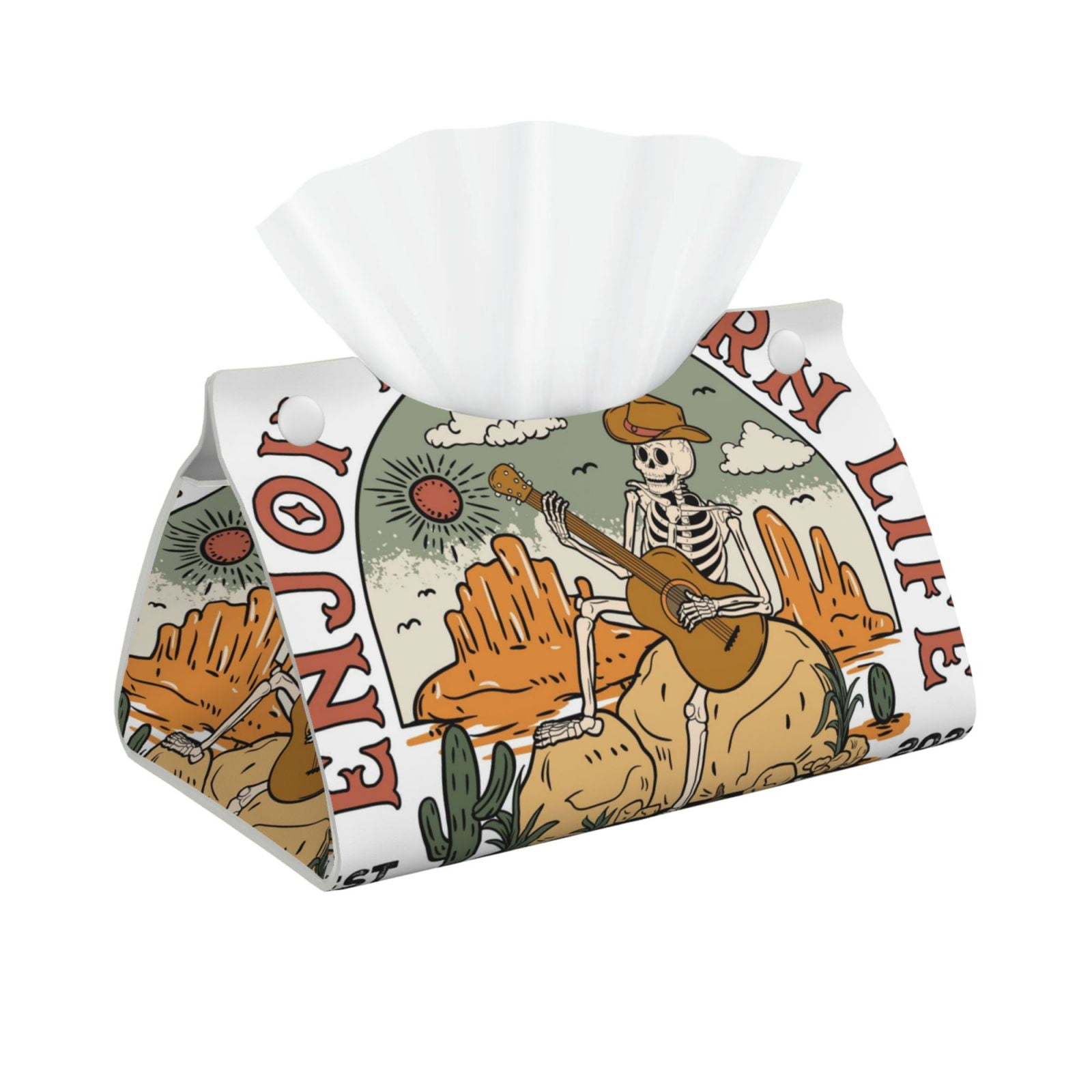 Cauagu Skeleton Cowboy And Guitar for Large Tissue Box Cover ...