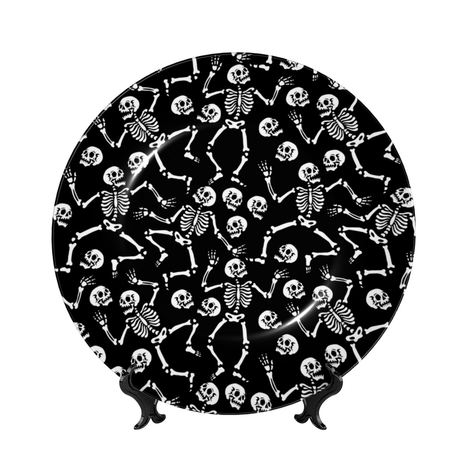 Cauagu Skeletons Dancing Print Bone China Decorative Plate, Wall Mount ...