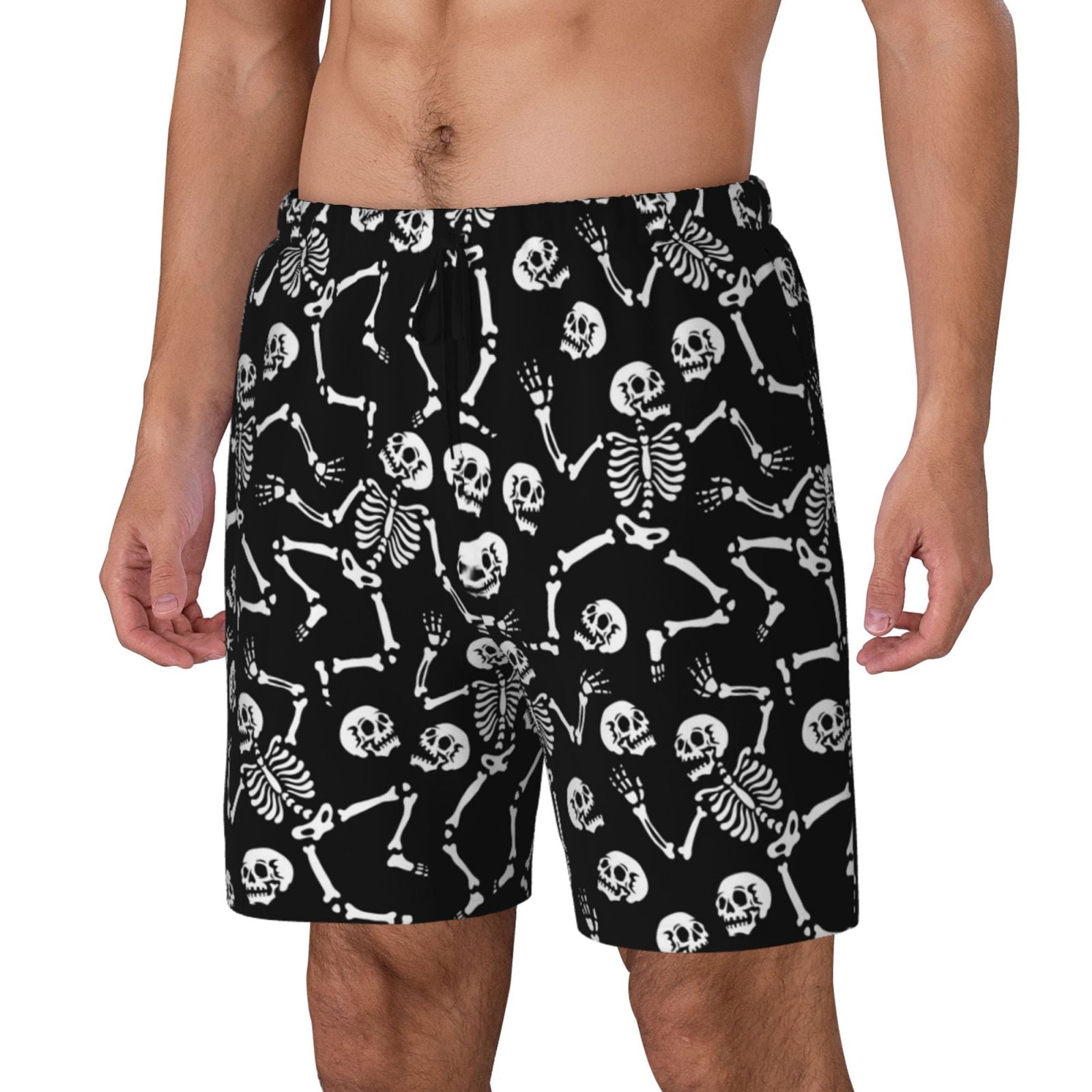 Cauagu Skeletons Dancing Print Mens Swim Trunks Quick Dry Board Shorts ...