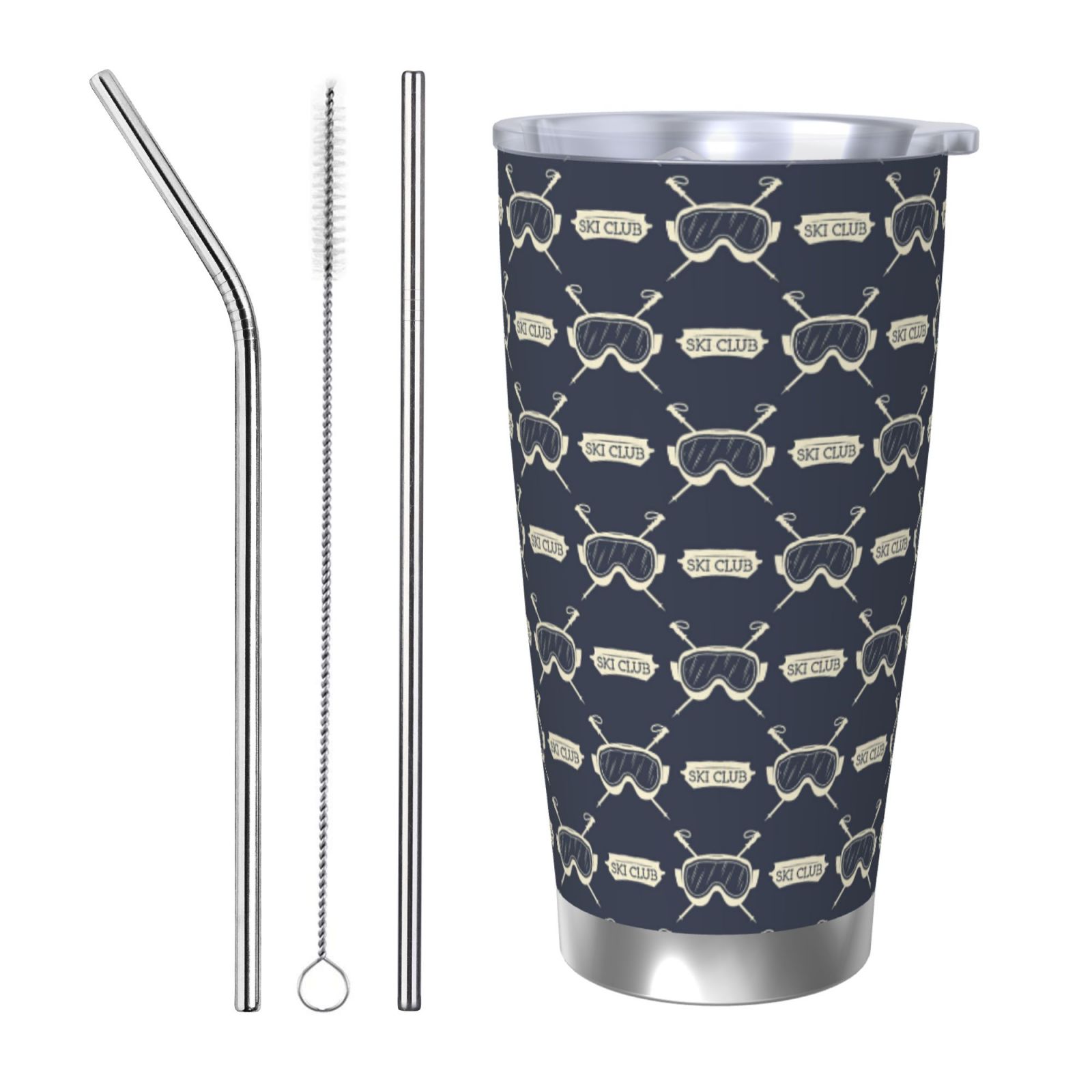 Cauagu Ski Goggles Vintage Print Pattern 20oz Tumbler,Stainless Steel ...