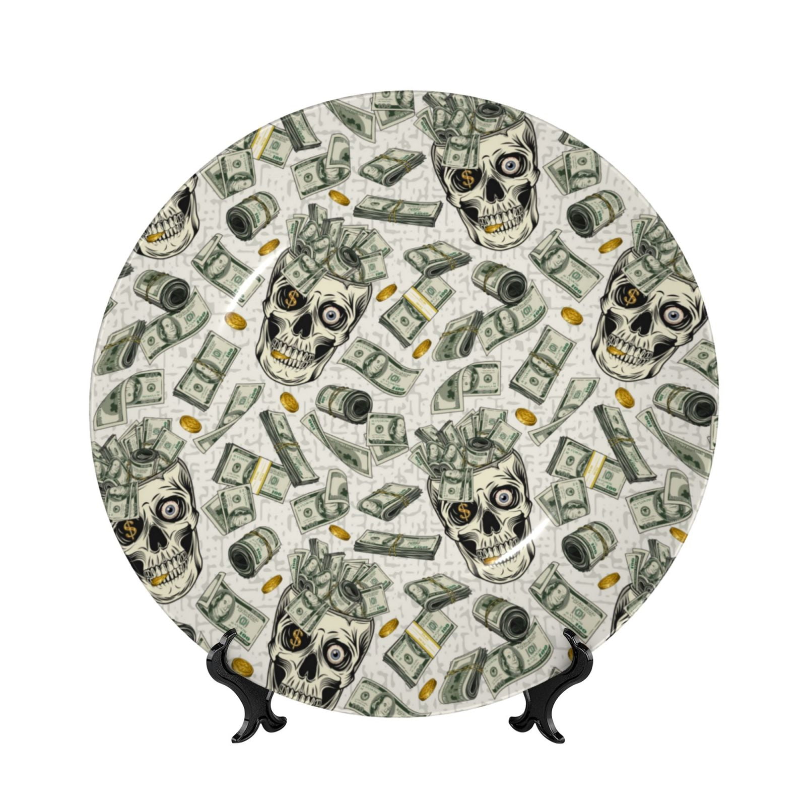 Cauagu Skull with Cash Print Bone China Decorative Plate, Wall Mount ...