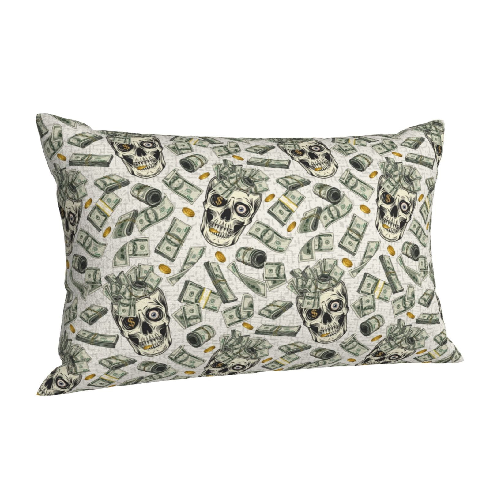 Cauagu Skull with Cash Print Pillow Covers with Envelope Closure,1PC ...
