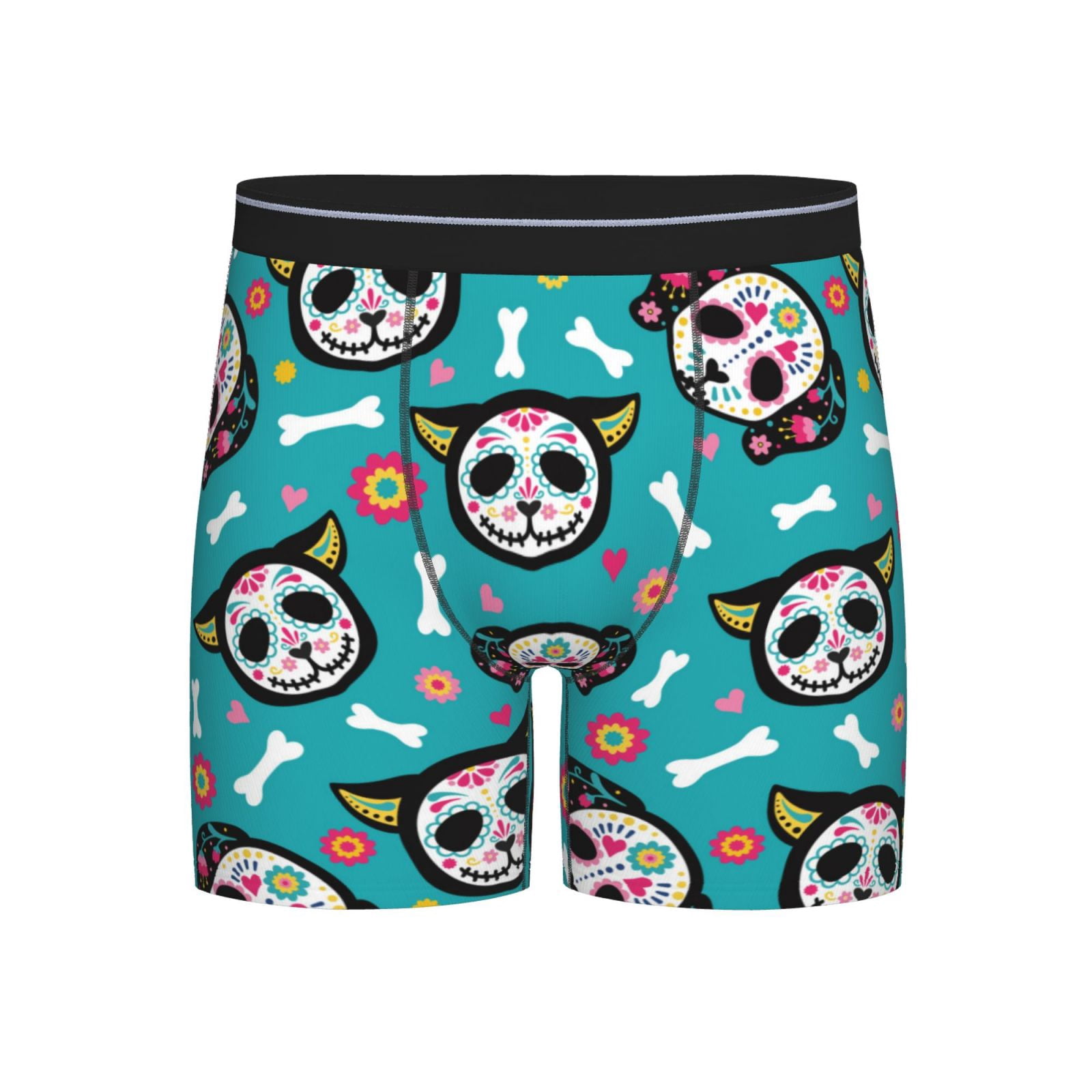 Cauagu Skull Cat Print Men's Boxer Briefs, Funny & Cute Underwear ...