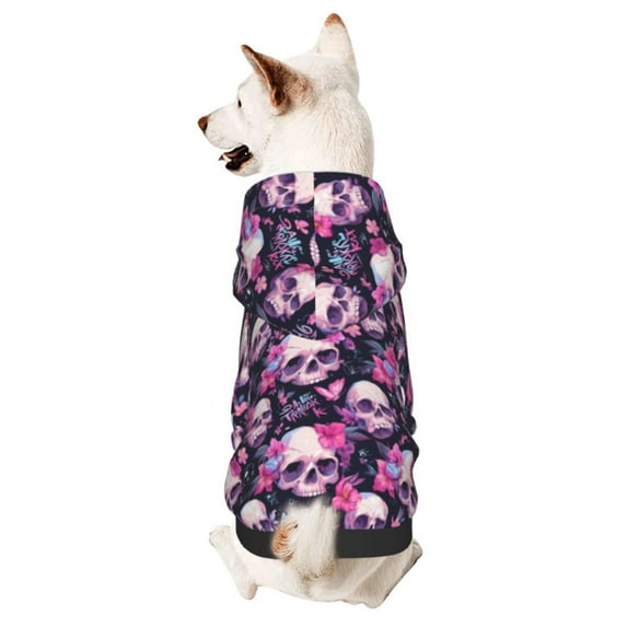 Cauagu Skull Flower Pattern Winter Pet Hoodie Sweatshirts- Dog Hoodie ...