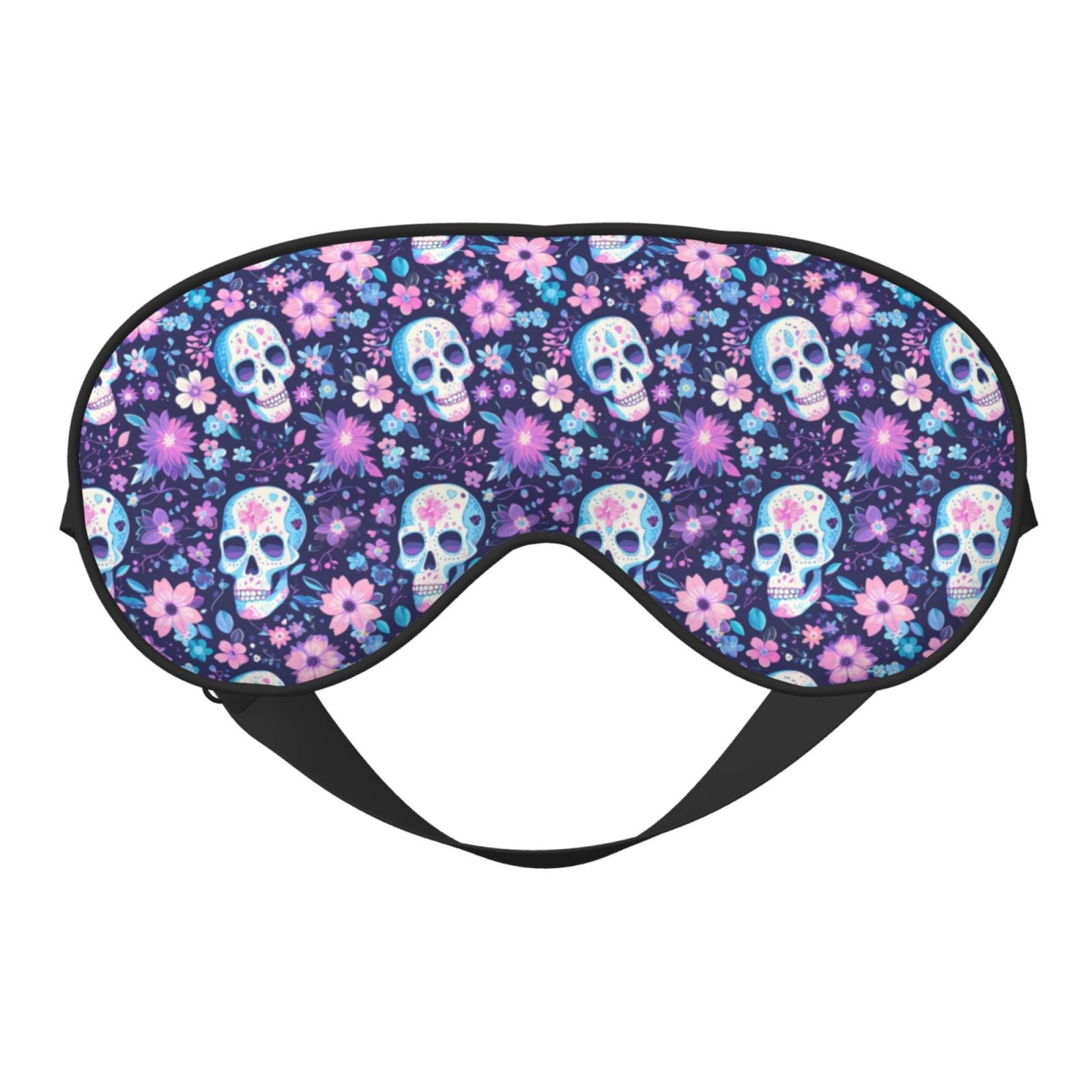 Cauagu Skull Purple Flower Print Sleep Eye Mask, Blindfold Eye Sleep ...