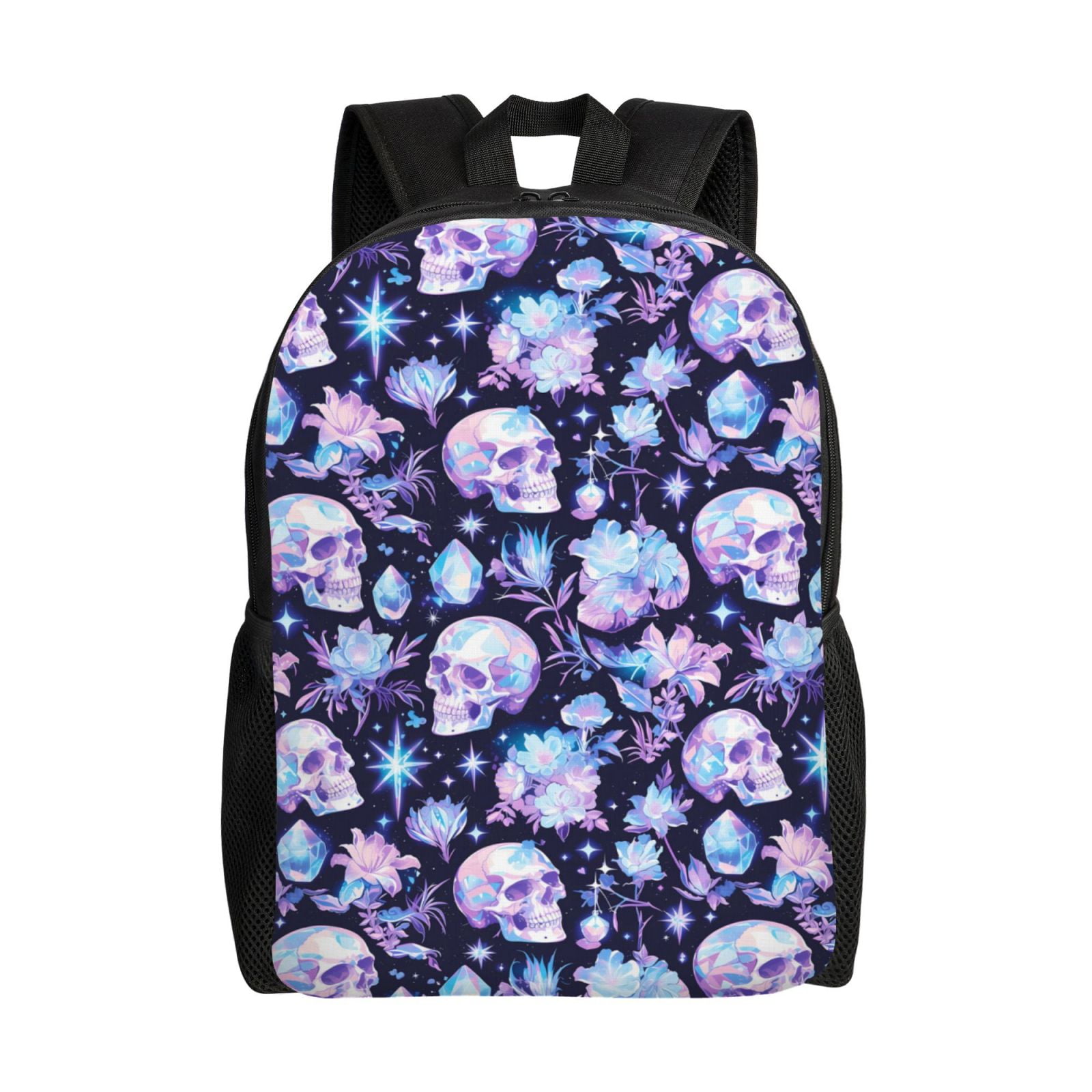 Cauagu Skull crystal flower Print Backpacks,Travel Daypack Casual ...