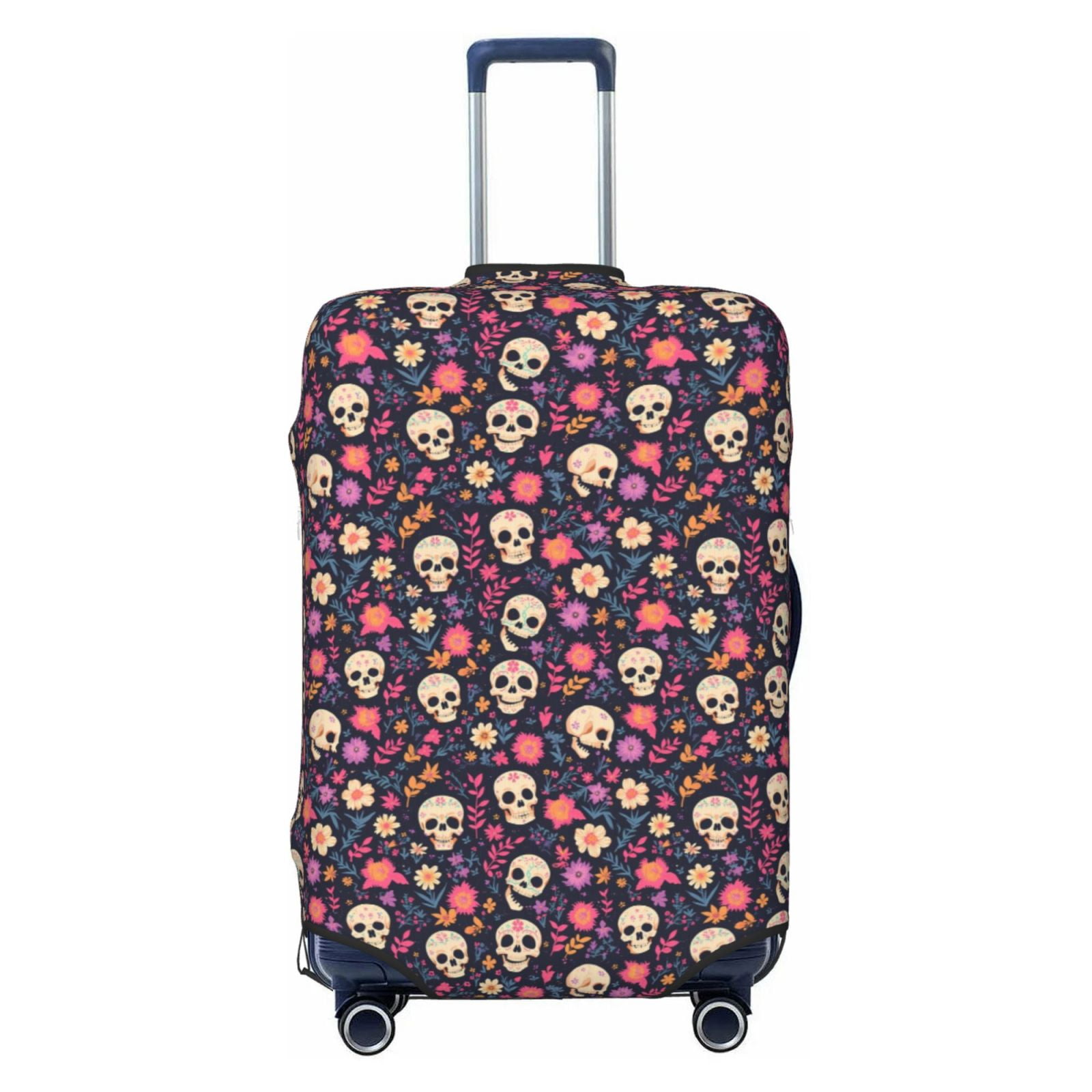 Cauagu Skull flower leaf colorful Print Travel Luggage Cover,Travel ...