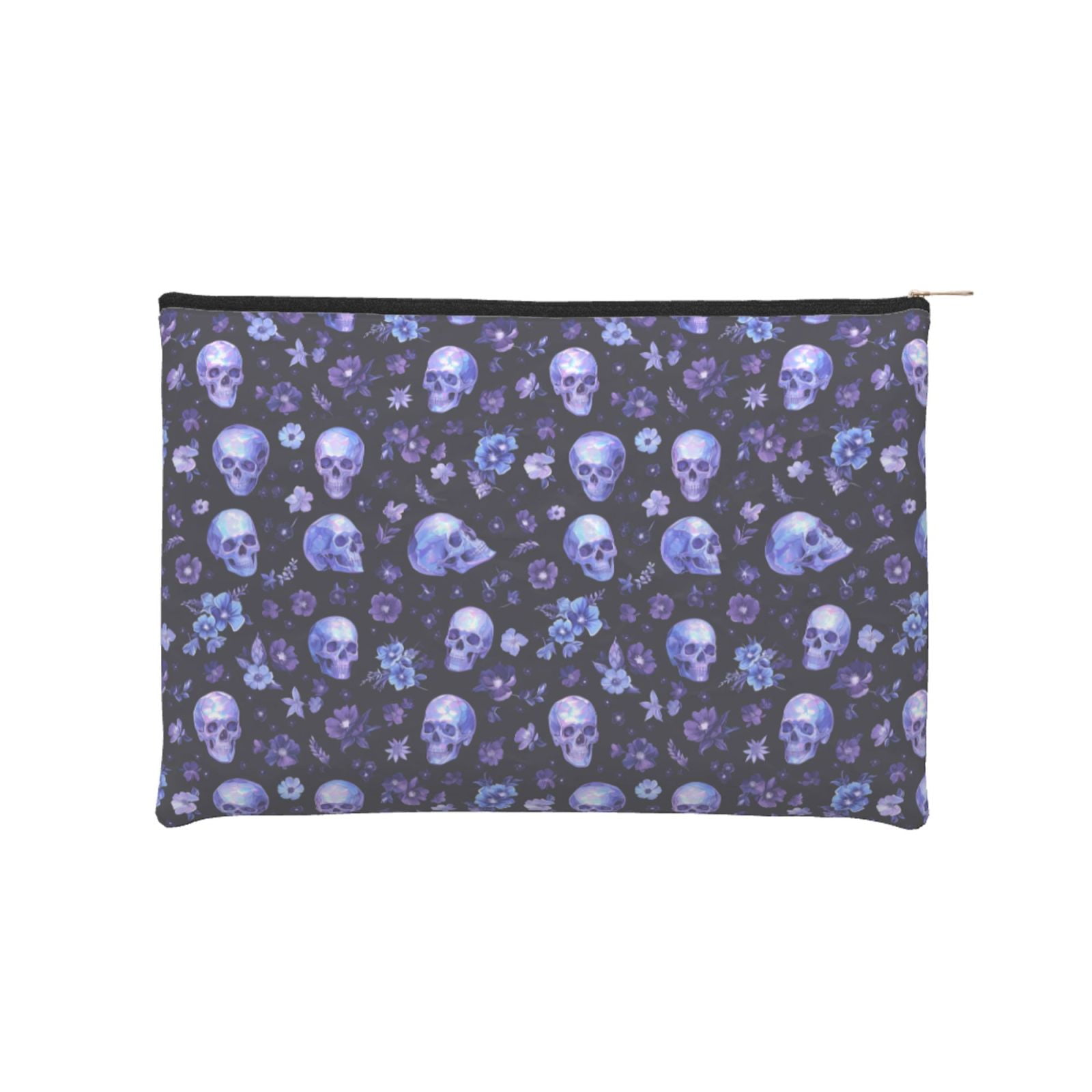 Cauagu Skull flower leaf purple for Tyvek Makeup Bag,Reusable Travel ...