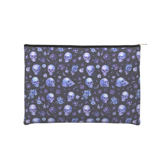 Cauagu Skull flower leaf purple for Tyvek Makeup Bag,Reusable Travel ...