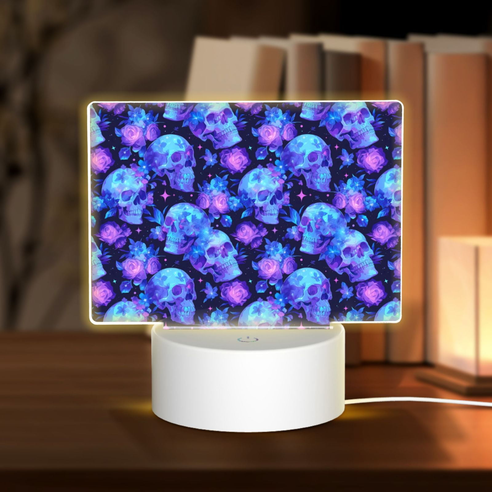 Cauagu Skull flower star sky for Rectangle Acrylic Night Light ...