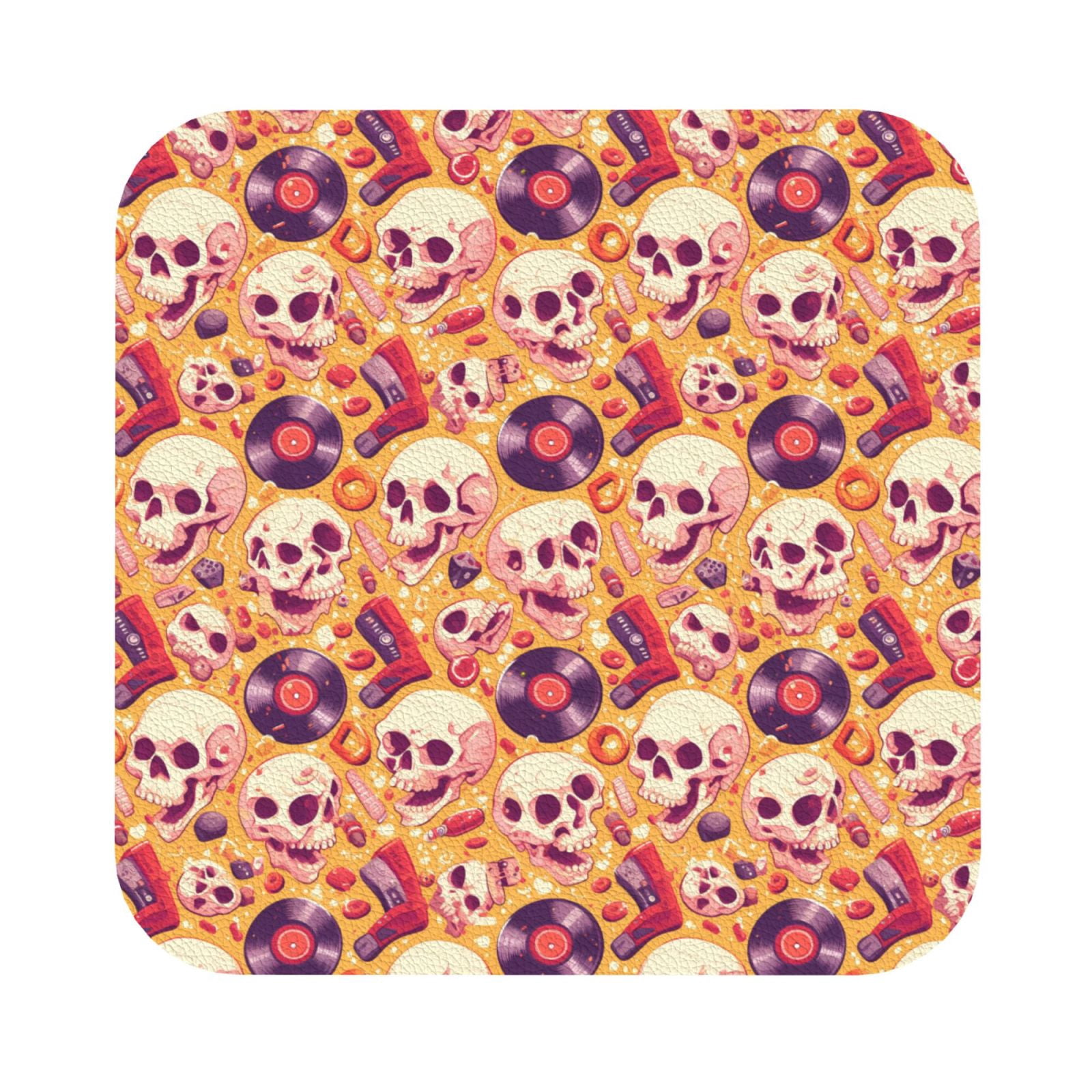 Cauagu Skull rock record for Round Coaster,Drink Coasters Set of 4 ...