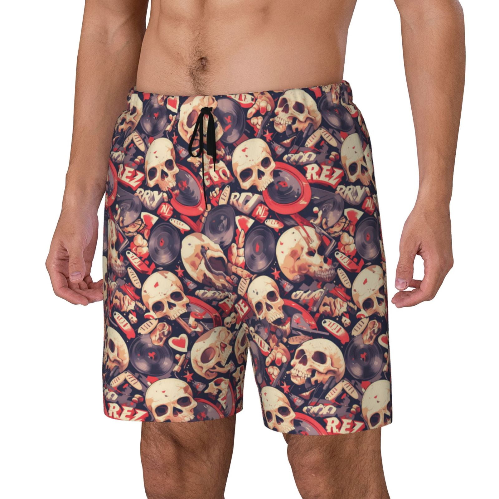 Cauagu Skull rock record artist Print Mens Swim Trunks Quick Dry Board ...