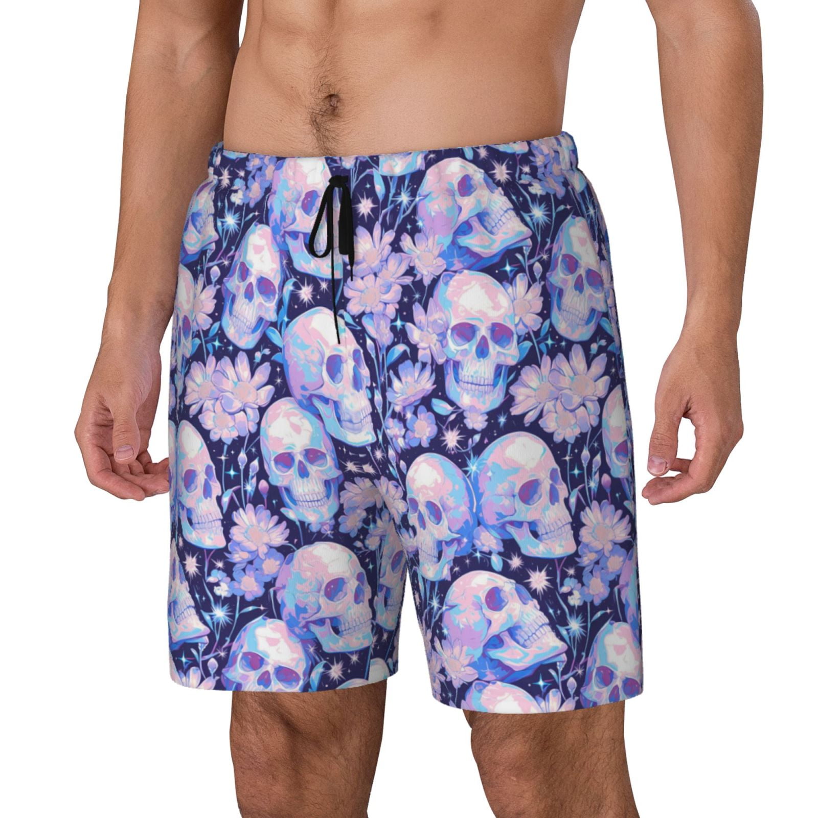 Cauagu Skull star crystal Print Mens Swim Trunks Quick Dry Board Shorts ...