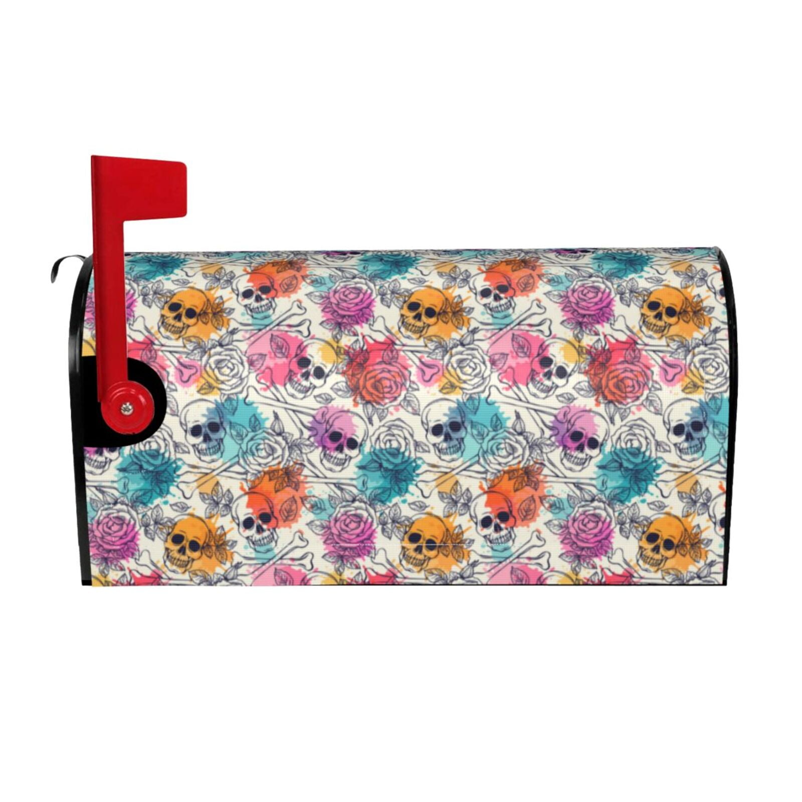Cauagu Skulls and Roses Pattern Magnetic Mailbox Covers, Mailbox Cover ...
