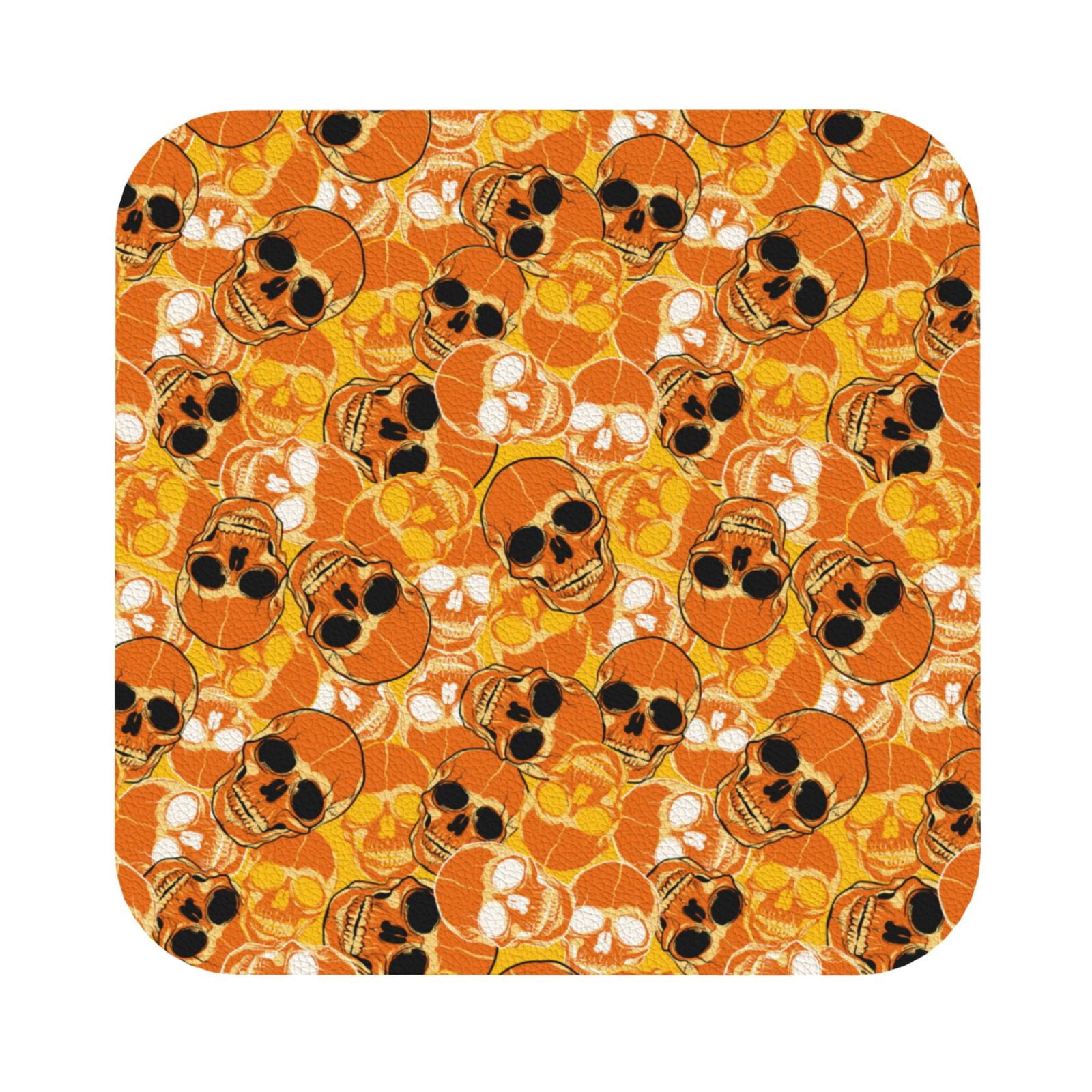 Cauagu Skulls for Round Coaster,Drink Coasters Set of 4 Leather Bar ...